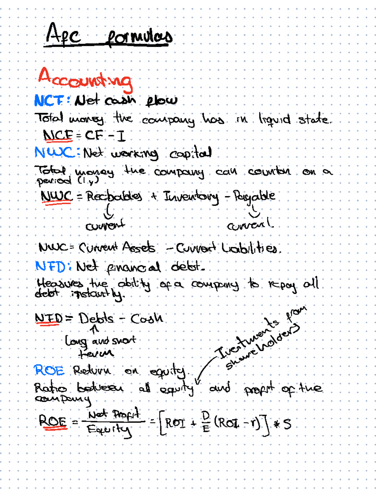 Apc Accounting Formulas: Key Financial Metrics & Ratios NCT - Studocu