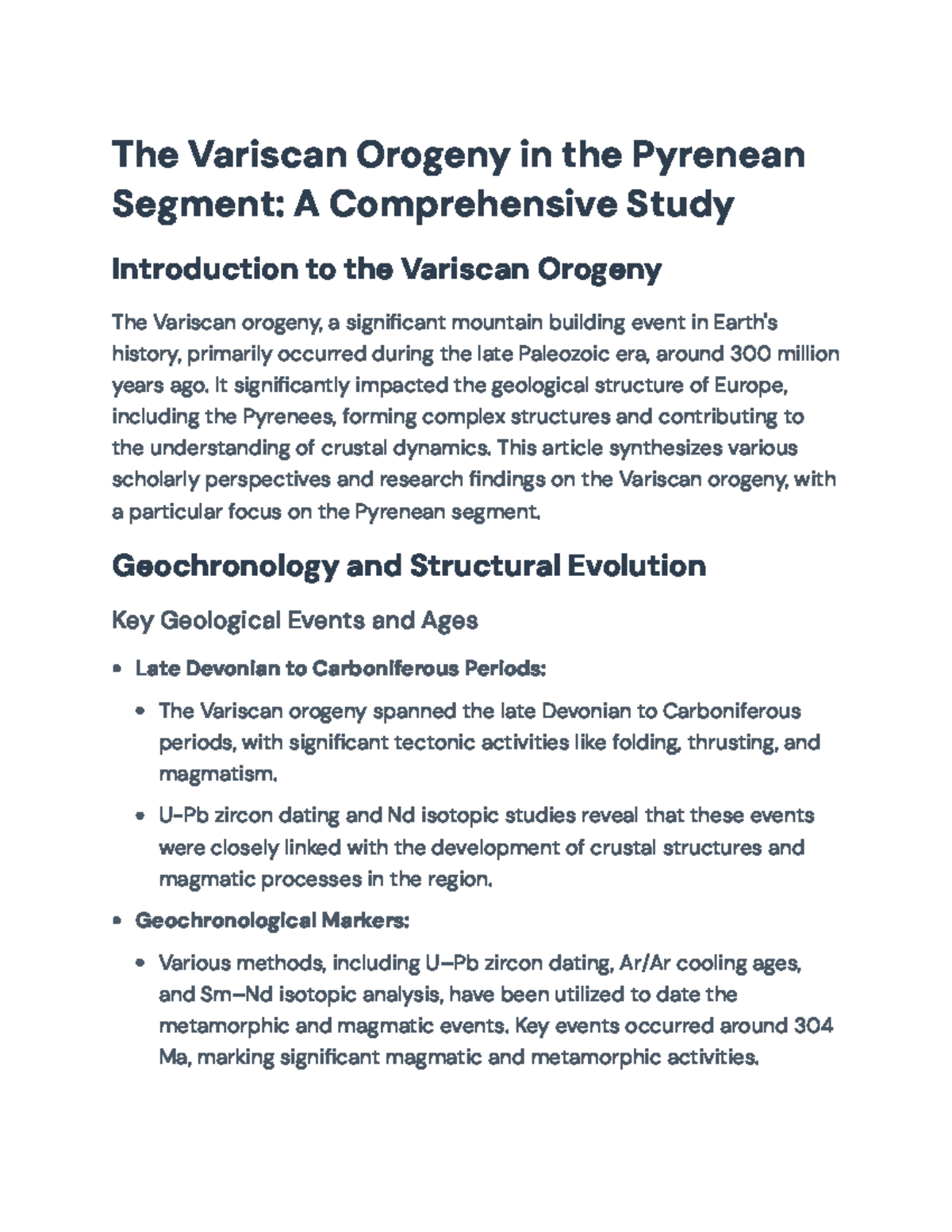 Geological Insights into the Variscan Orogeny in the Pyrenees - The ...