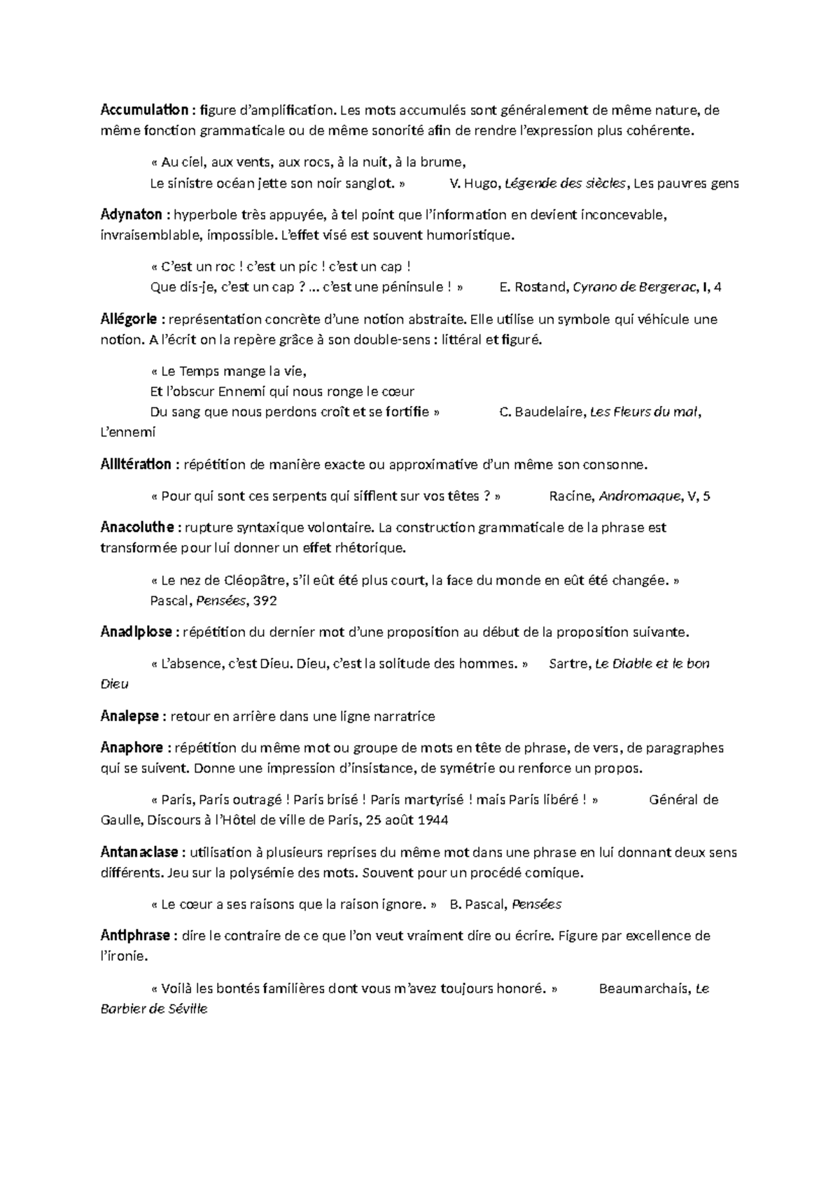 Fiche détaillée figures de style avec définitions et exemples ...