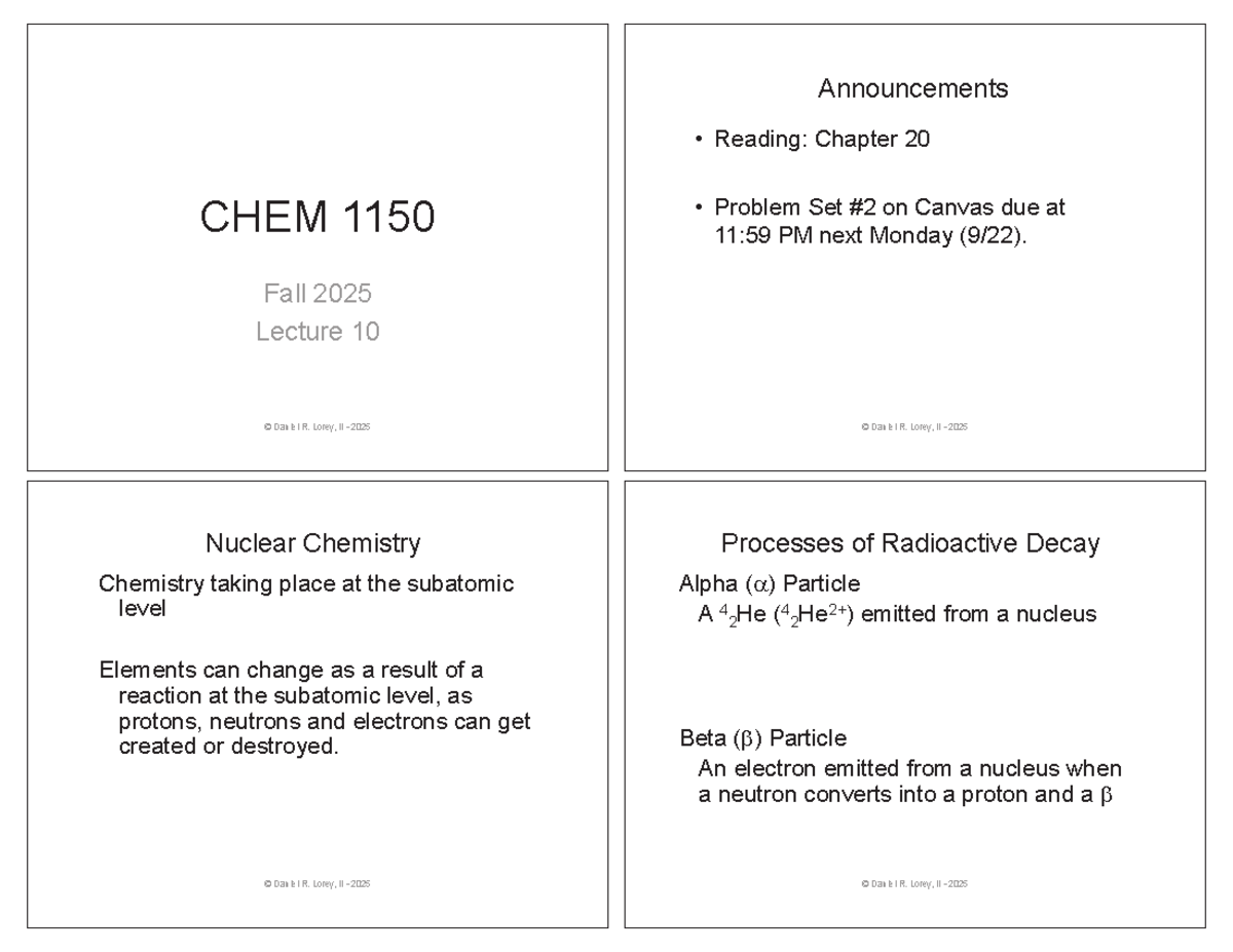 Processes of Radioactive Decay - CHEM 1150 Lecture Notes Fall 2025 ...