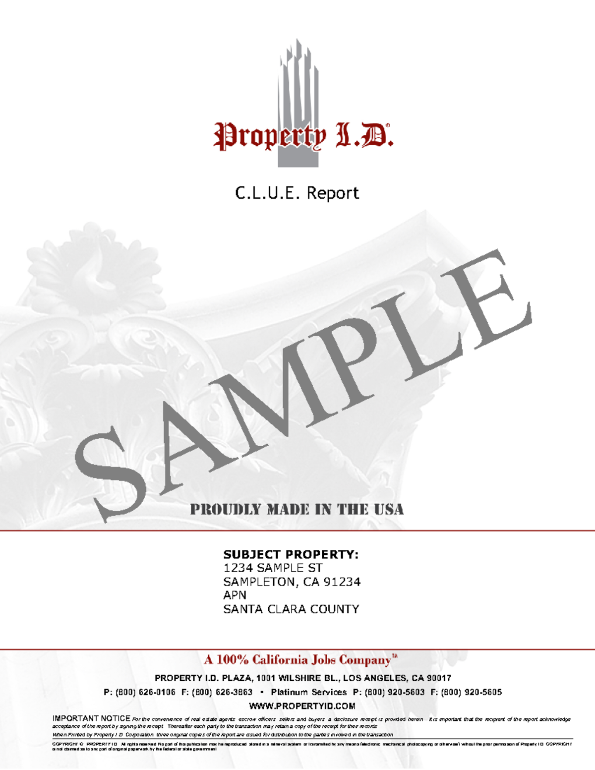 C.L.U.E. Risk Report for Property at 1234 Sample St, CA - Studocu