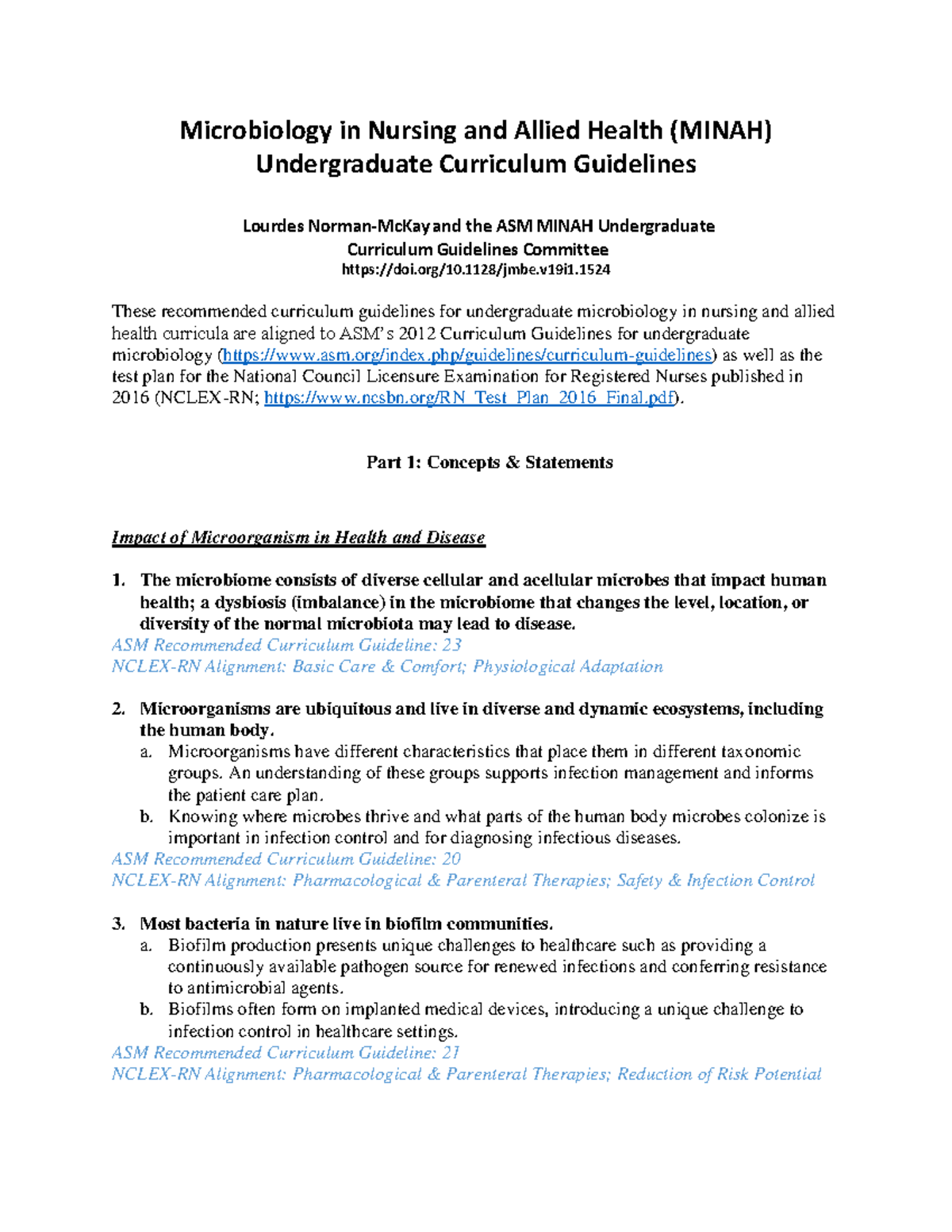 ASM Minah Guidelines Micro Para Source - Microbiology in Nursing and ...
