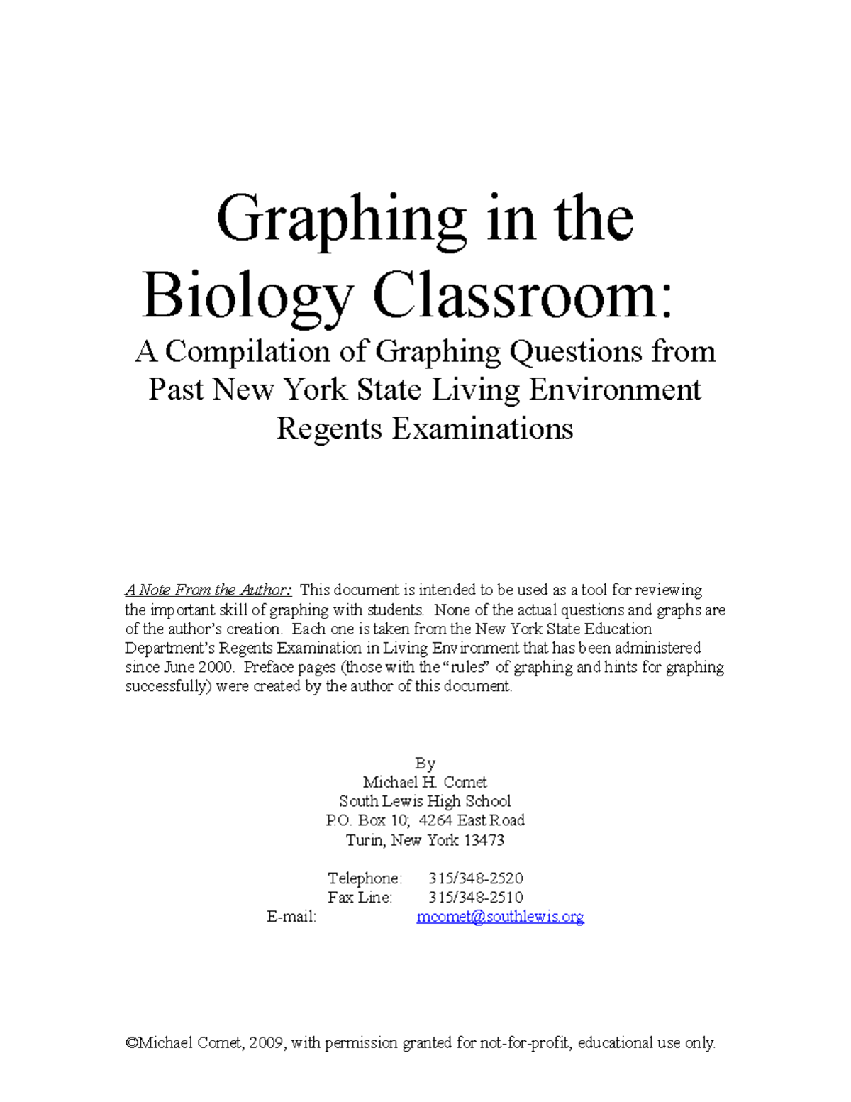 Graphing in the Biology Lab - Graphing in the Biology Classroom: A ...