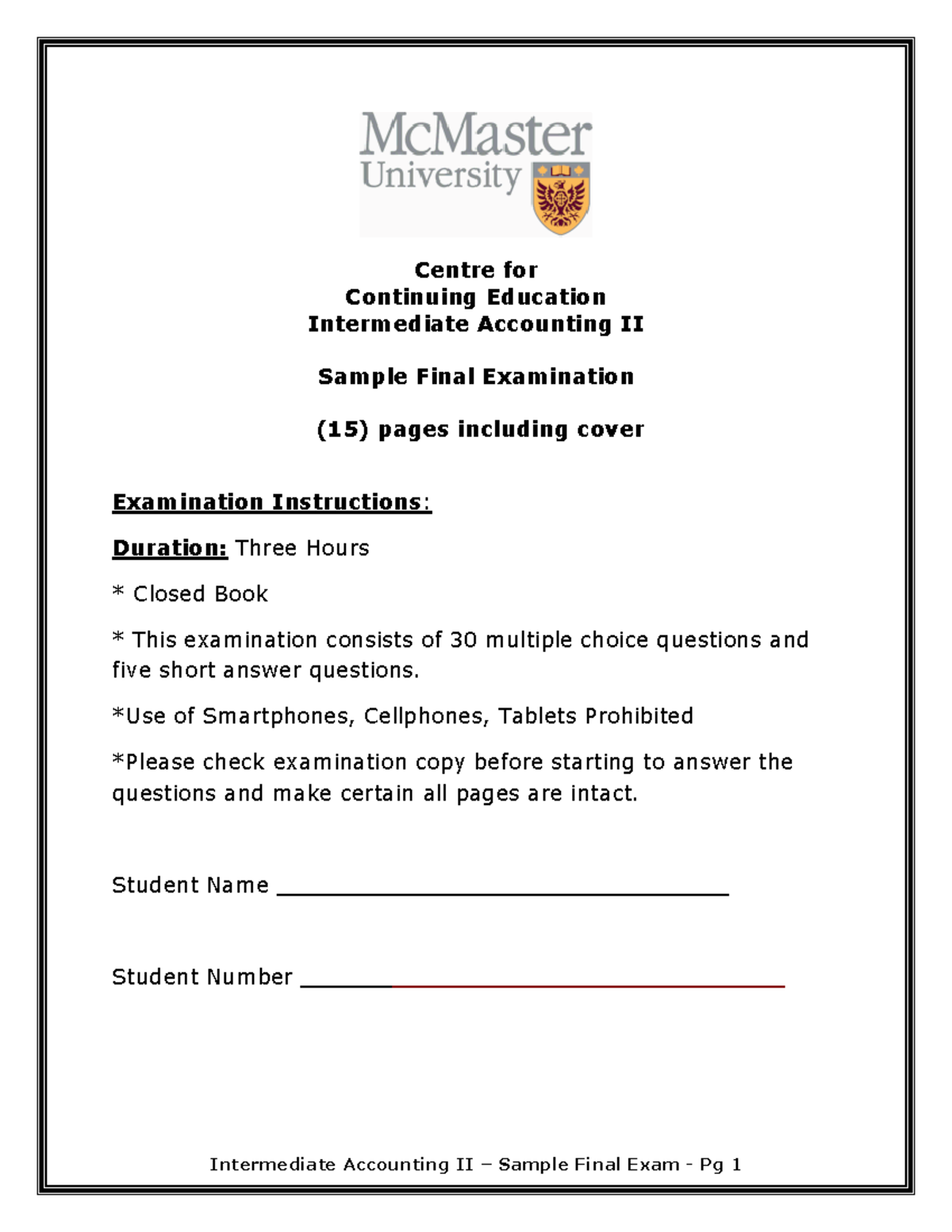 Intermediate Accounting II - Sample Final Exam Notes - Studocu