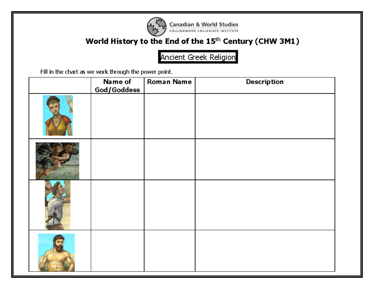 Greek Religion - woeksheet - World History to the End of the 15 th ...