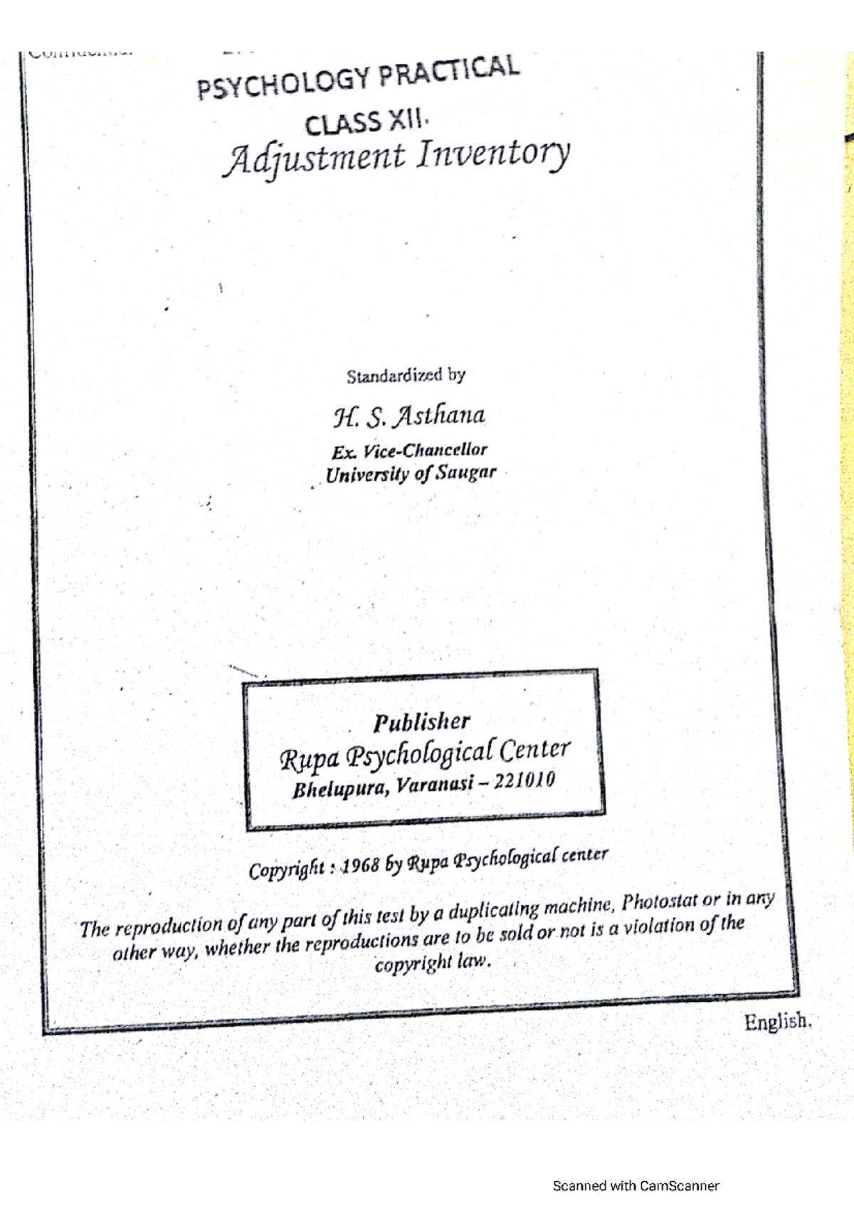 Adjustment Test - This is a test to measure how adjusted a person is ...