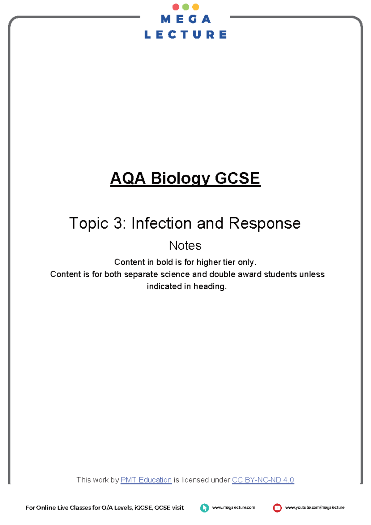 AQA Biology GCSE: Topic 3 Infection and Response Notes - Studocu