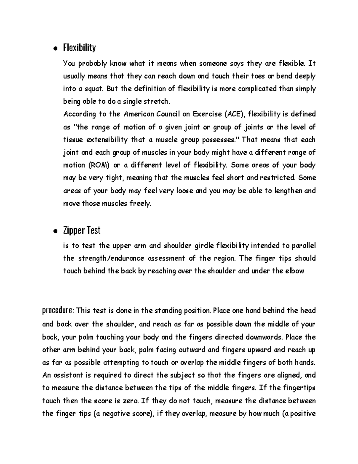 Path-Fit - LectureNotes - Flexibility You probably know what it means ...