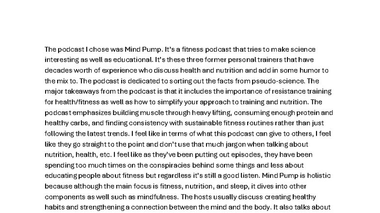 Mind Pump Podcast Review: Insights on Fitness & Nutrition - Studocu