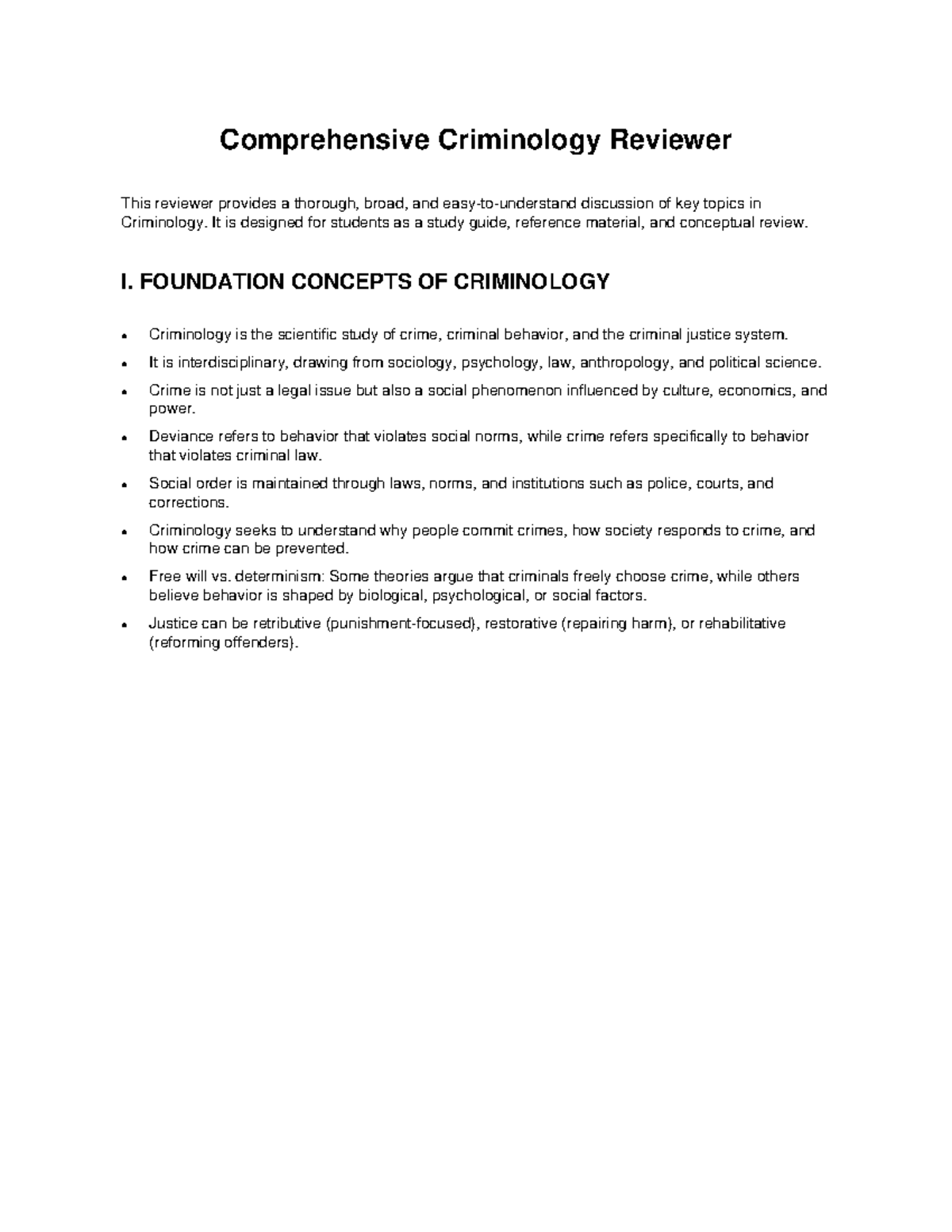 Criminology 101: Comprehensive Study Guide and Key Concepts - Studocu