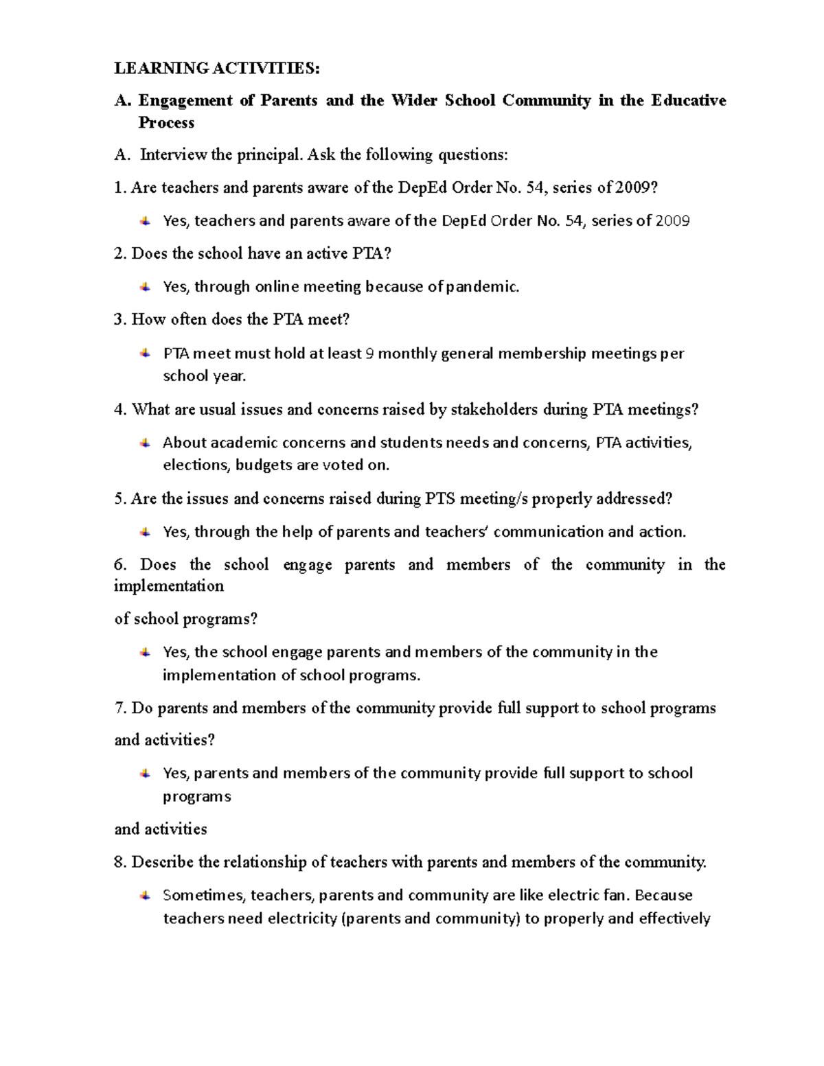 Field Study 1 Activity (17) - LEARNING ACTIVITIES: A. Engagement of ...