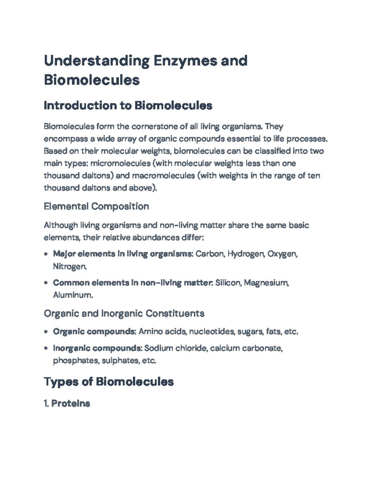 Understanding Enzymes and Biomolecules: A Comprehensive Study Guide ...
