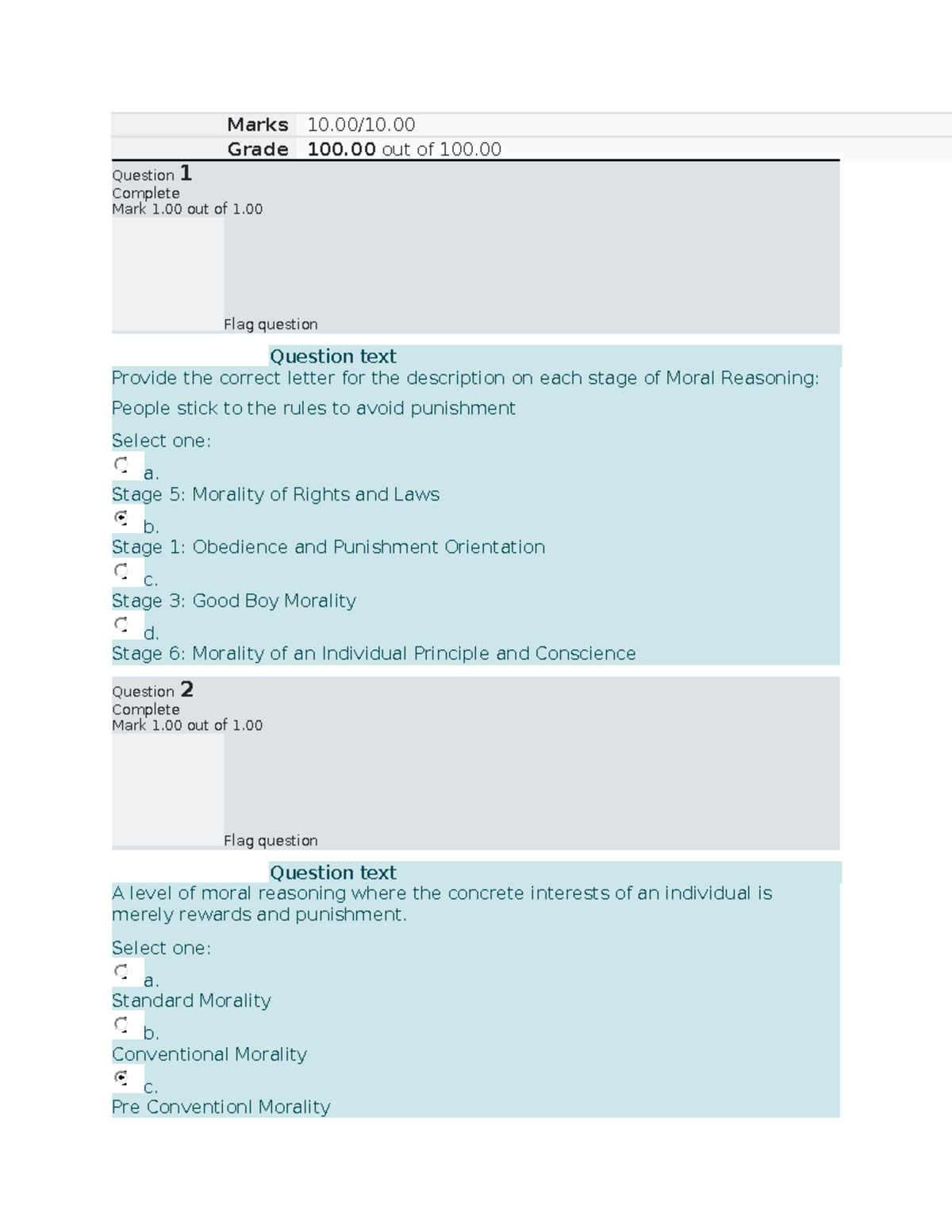 Ethics Midterm Quiz #1: Stages of Moral Reasoning Explained - Studocu