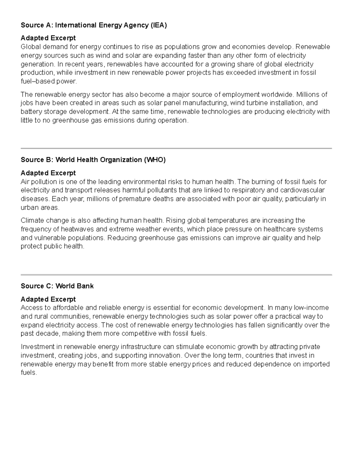 Sources for CER Sorting Activity: Energy & Health Insights - Studocu