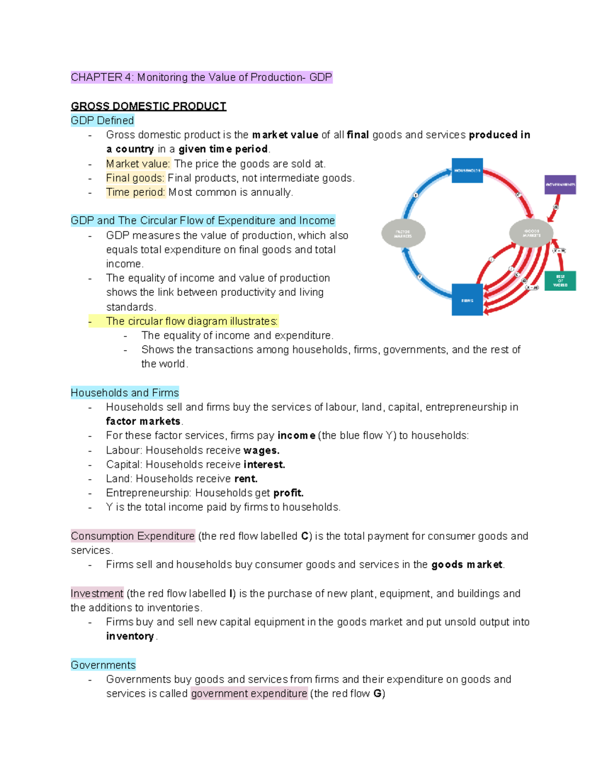 Macroeconomics - MIDTERM 1: Understanding GDP and Economic Indicators ...