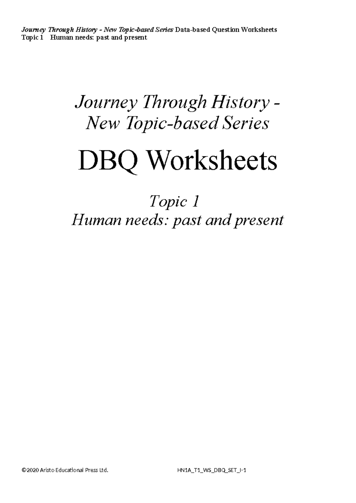 S1 History DB 1: Human Needs in the Stone Age - Question Worksheets ...