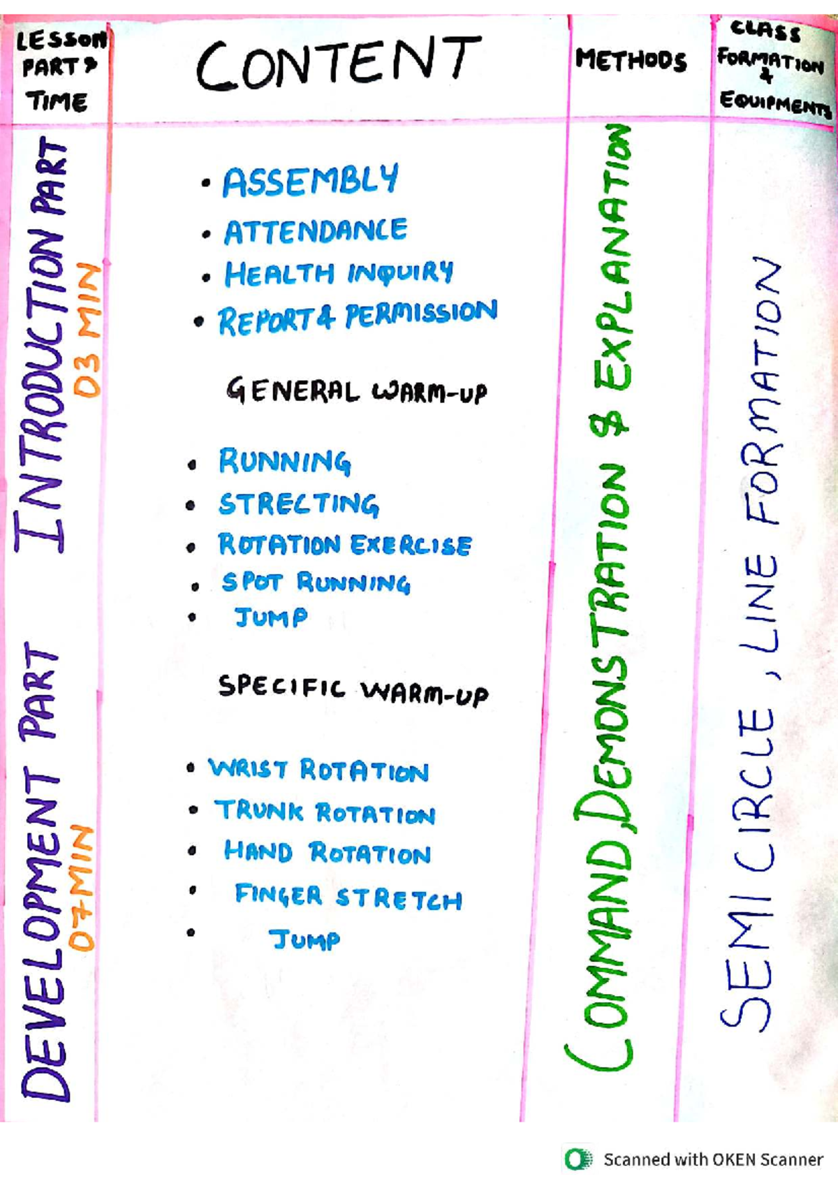 Lesson Plan for Assembly Attendance and Health Inquiry Activities - Studocu