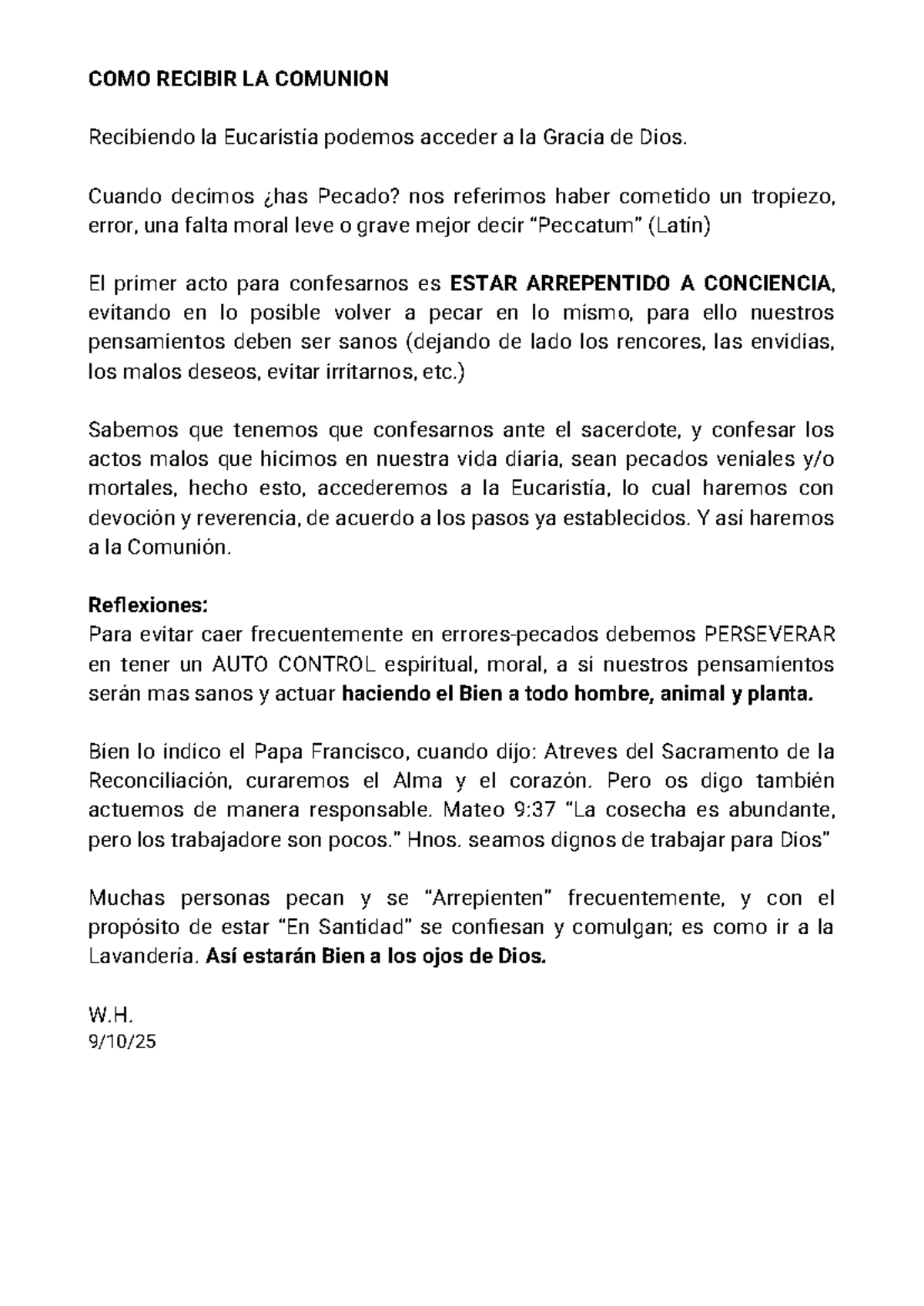 COMO Recibir la Comunión: Reflexiones y Pasos para la Eucaristía - Studocu