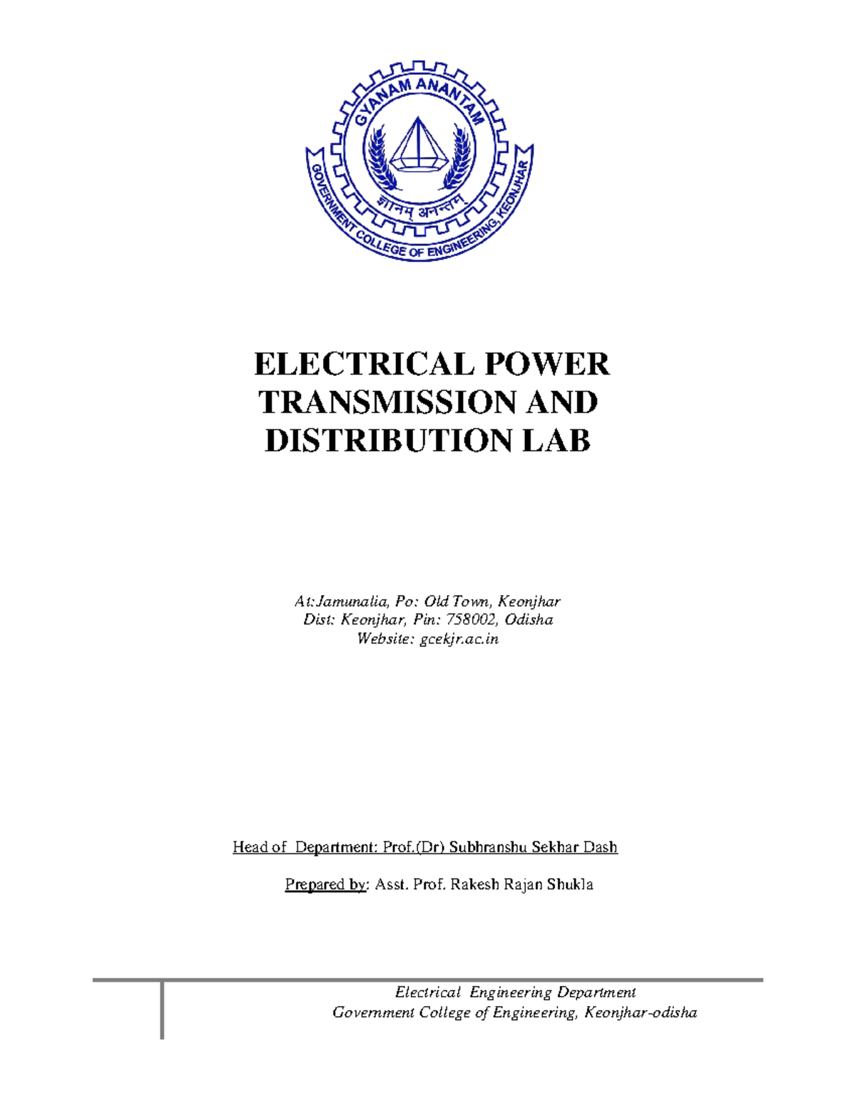 Electrical Power Transmission & Distribution Lab Manual (EE 101) - Studocu