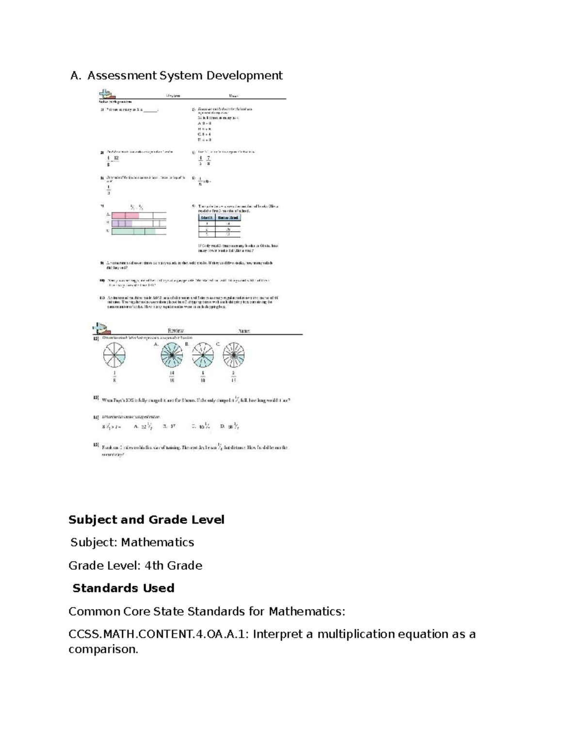 D184 Task 1 - In this task, you will develop an assessment system for ...