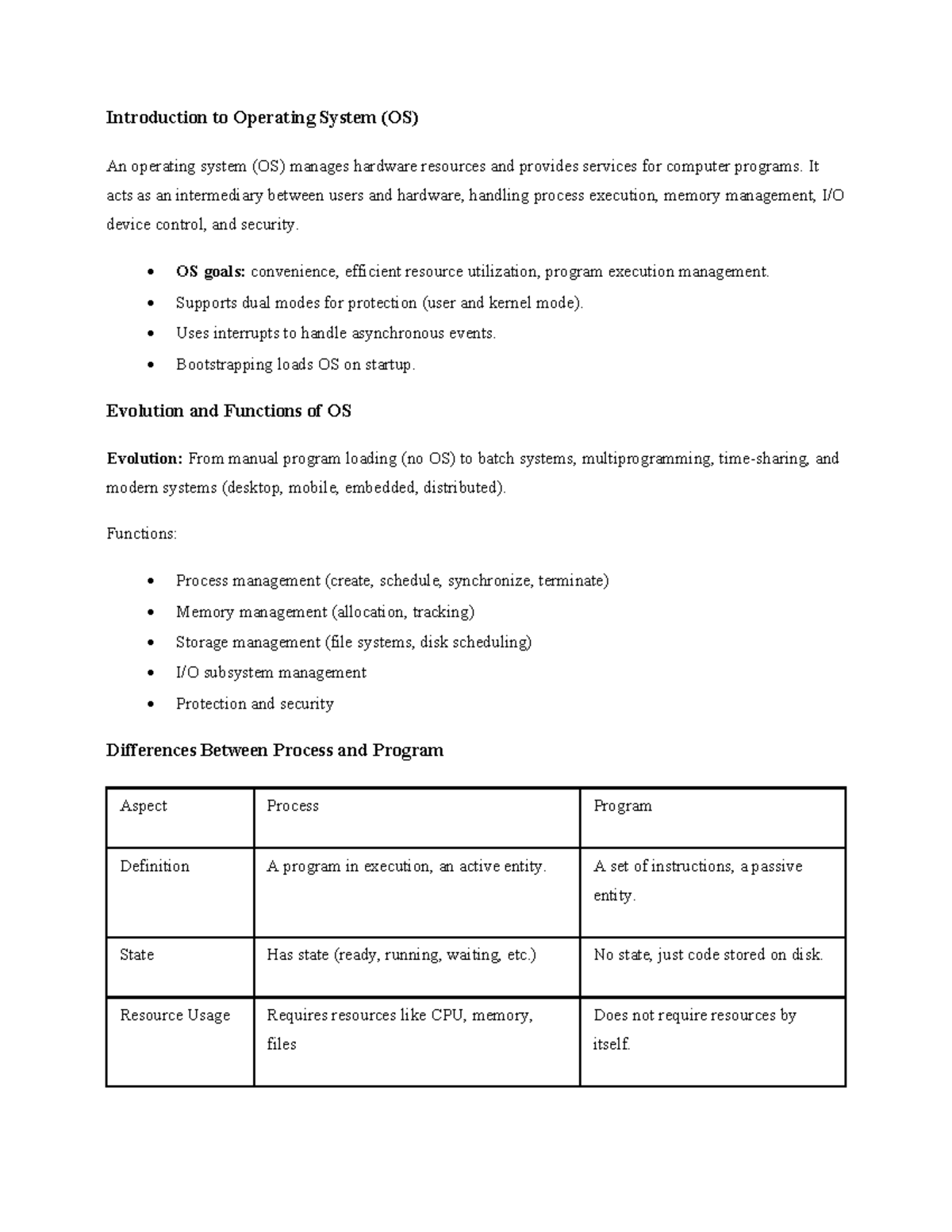 OS Theory Overview: Key Concepts and Functions - Studocu