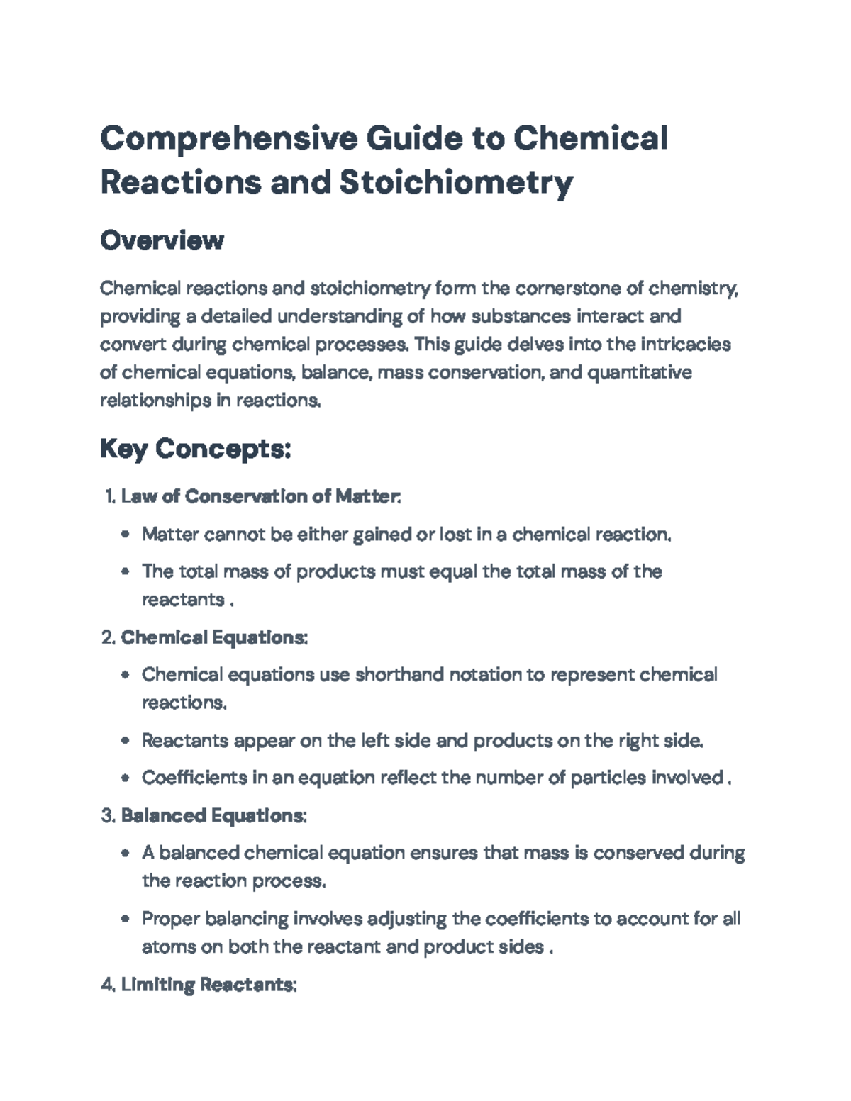 Comprehensive Guide to Chemical Reactions & Stoichiometry ...