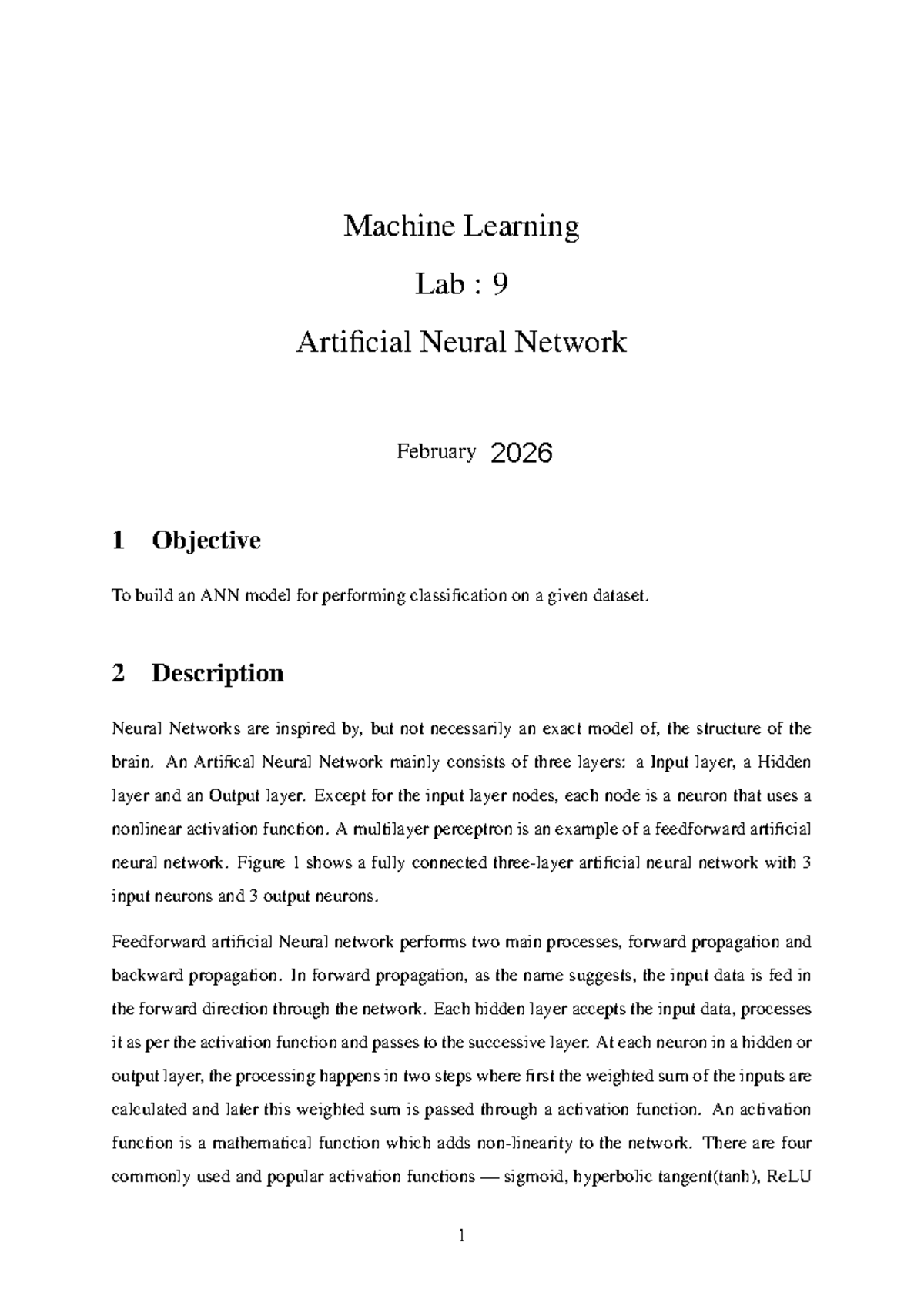 Lab 10: ANN Model Implementation for MNIST Classification (2026) - Studocu