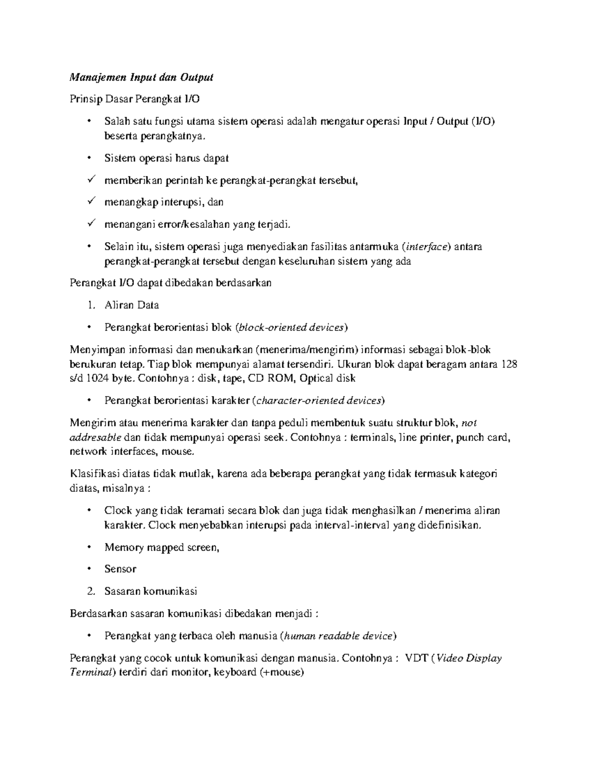 Manajemen Perangkat I/O dalam Sistem Operasi: Prinsip & Fungsi Dasar ...