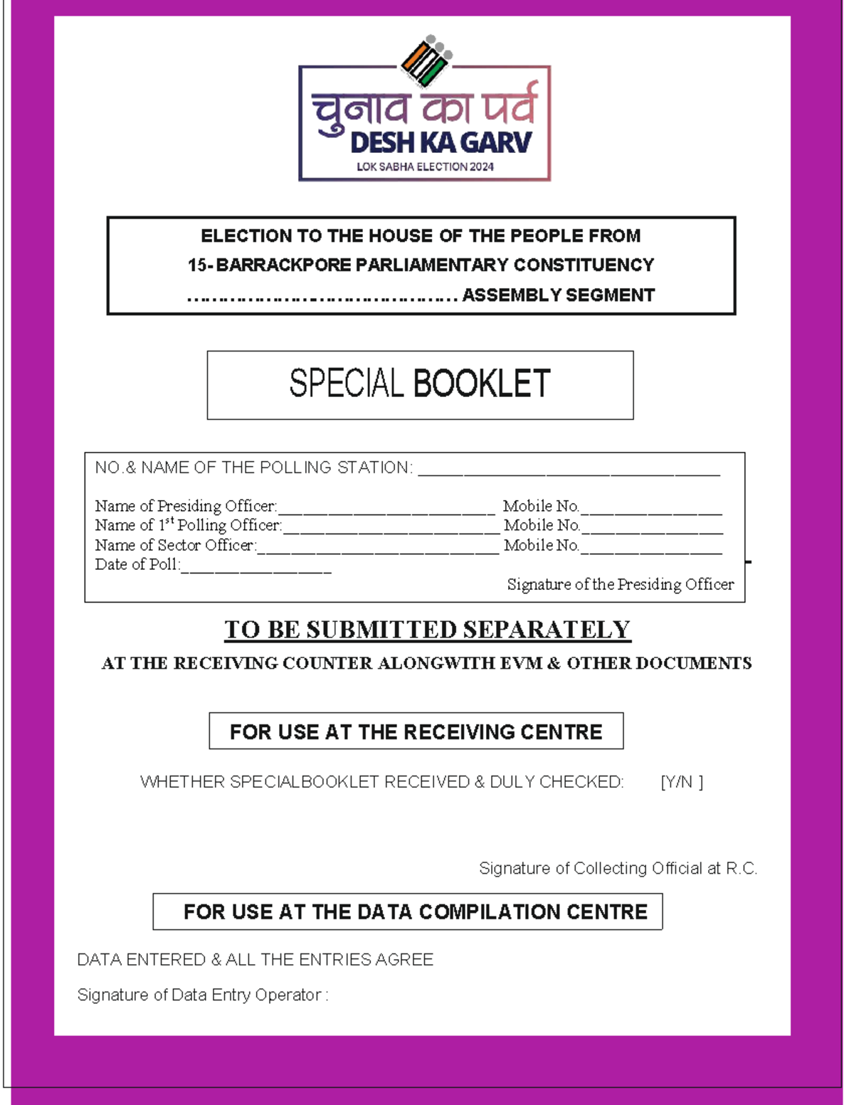 General Elections 2024: Special Booklet for Barrackpore Polling Station ...