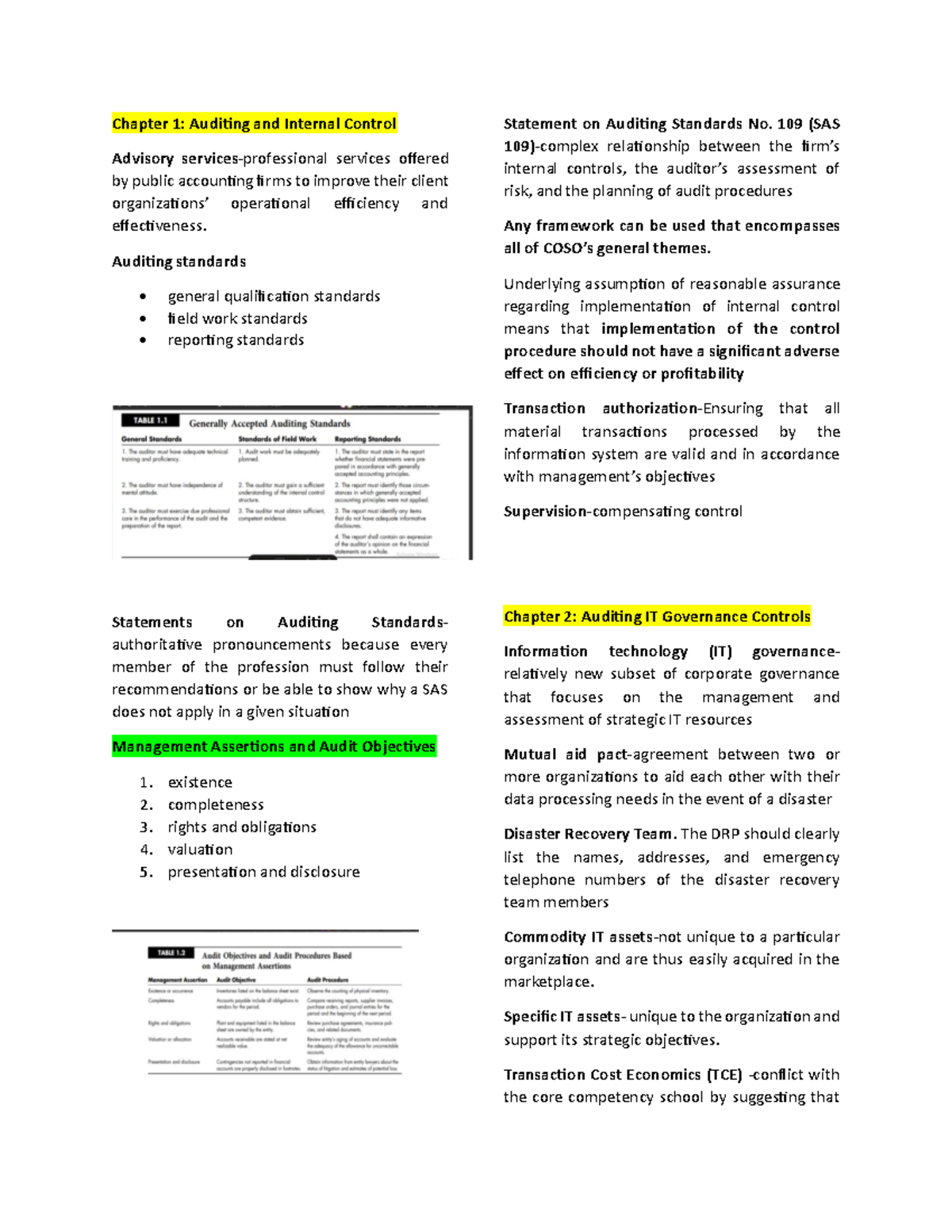 Chapter 1-4: Auditing & Internal Control Frameworks (ACCT 101) - Studocu