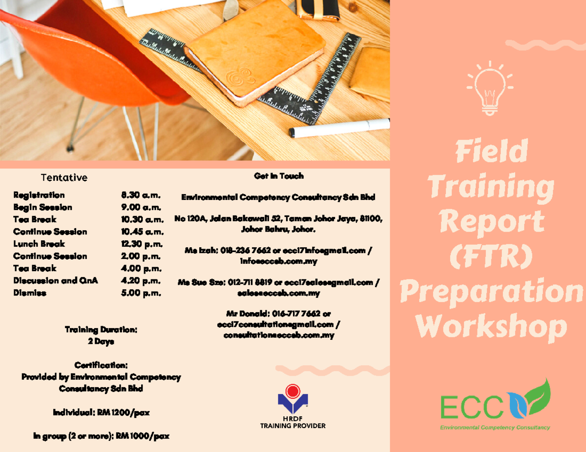 Field Training Report (FTR) Workshop Schedule and Details - Studocu