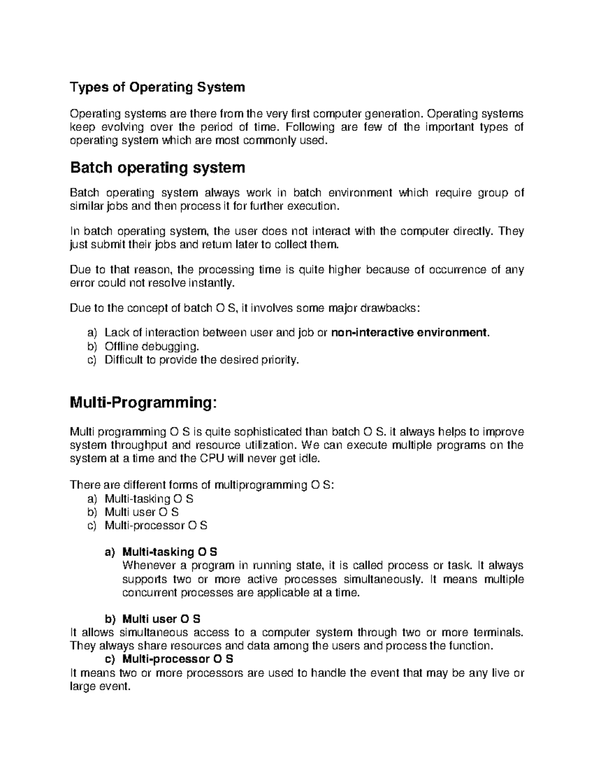 Types of Operating Systems: A Comprehensive Overview - Studocu