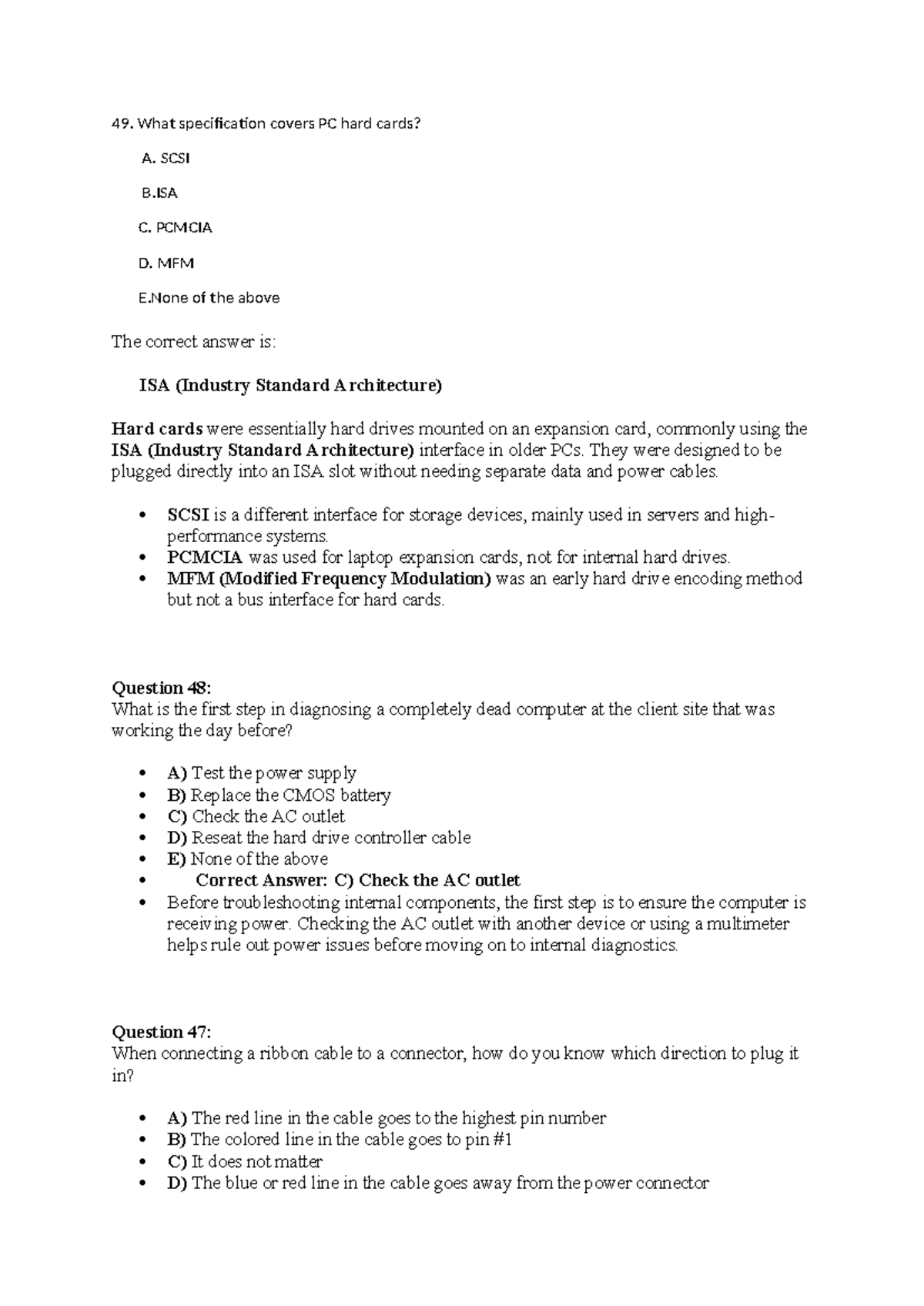 Hardware Troubleshooting MCQ for IT 101: Key Concepts and Answers - Studocu