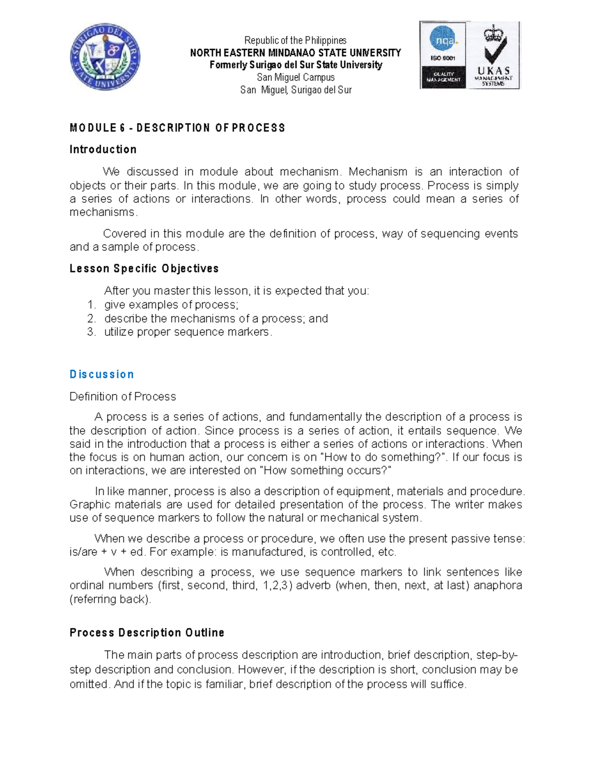 Module 6 - Process Description: Understanding Mechanisms and Actions ...