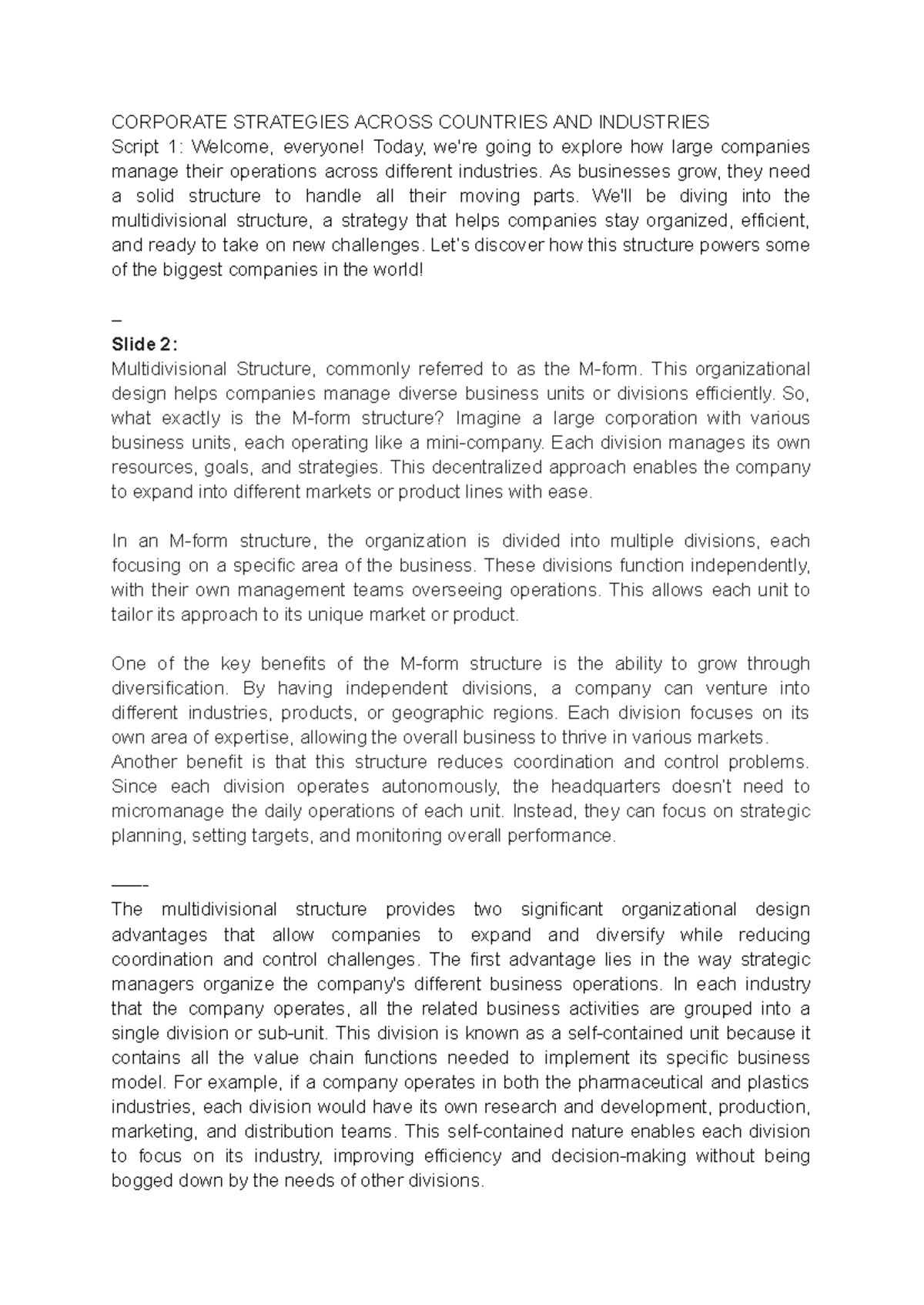 Stratma - Multidivisional Structure: A Strategy for Corporate Growth ...
