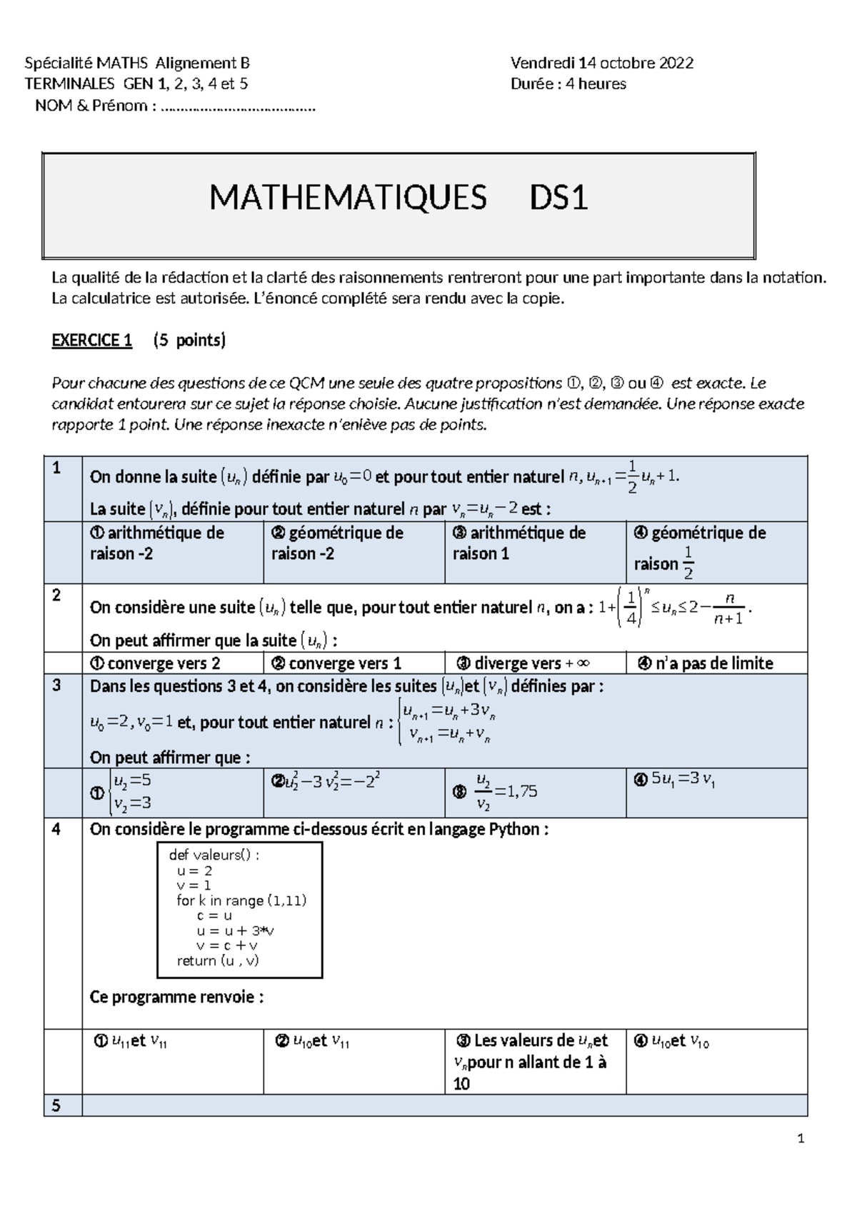 DS1 spé 2022-2023ali B - DS pour préparer le bac de spé maths ...