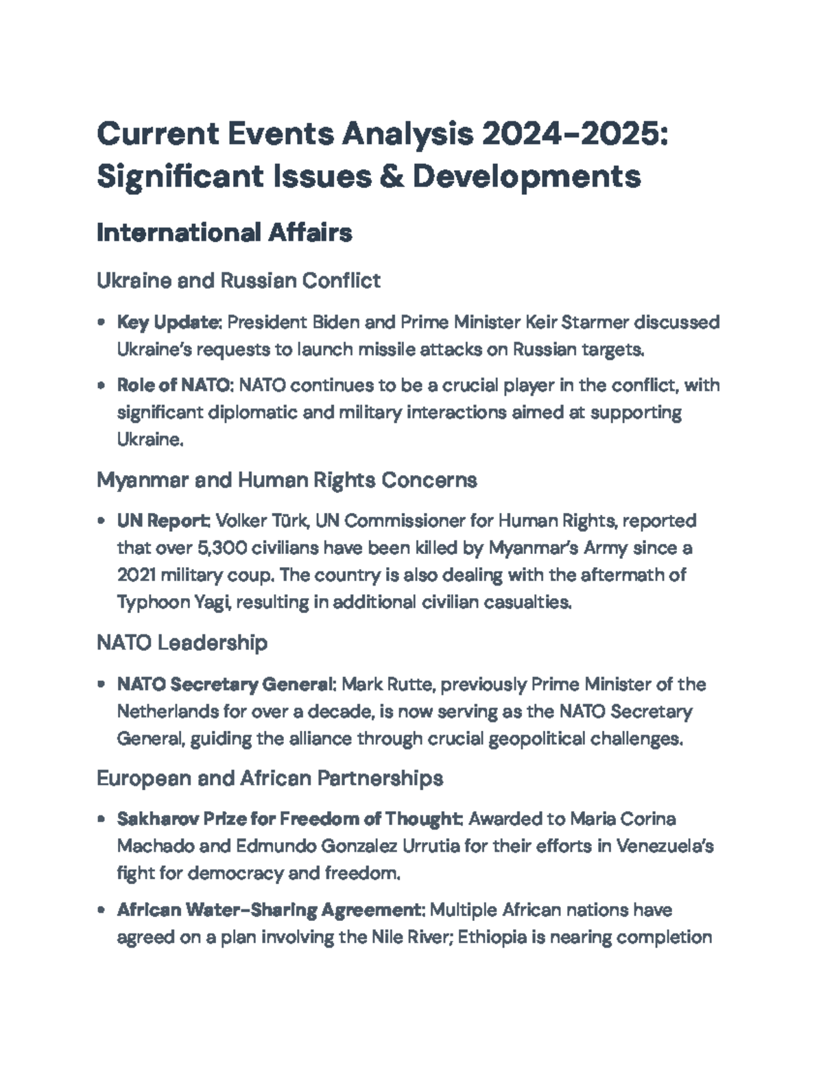 Current Events Analysis 2024-2025: Key International Developments ...