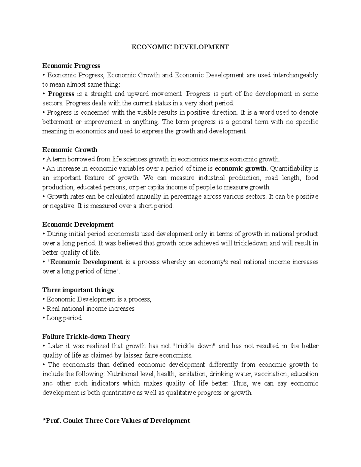 economic development - ECONOMIC DEVELOPMENT Economic Progress Economic ...