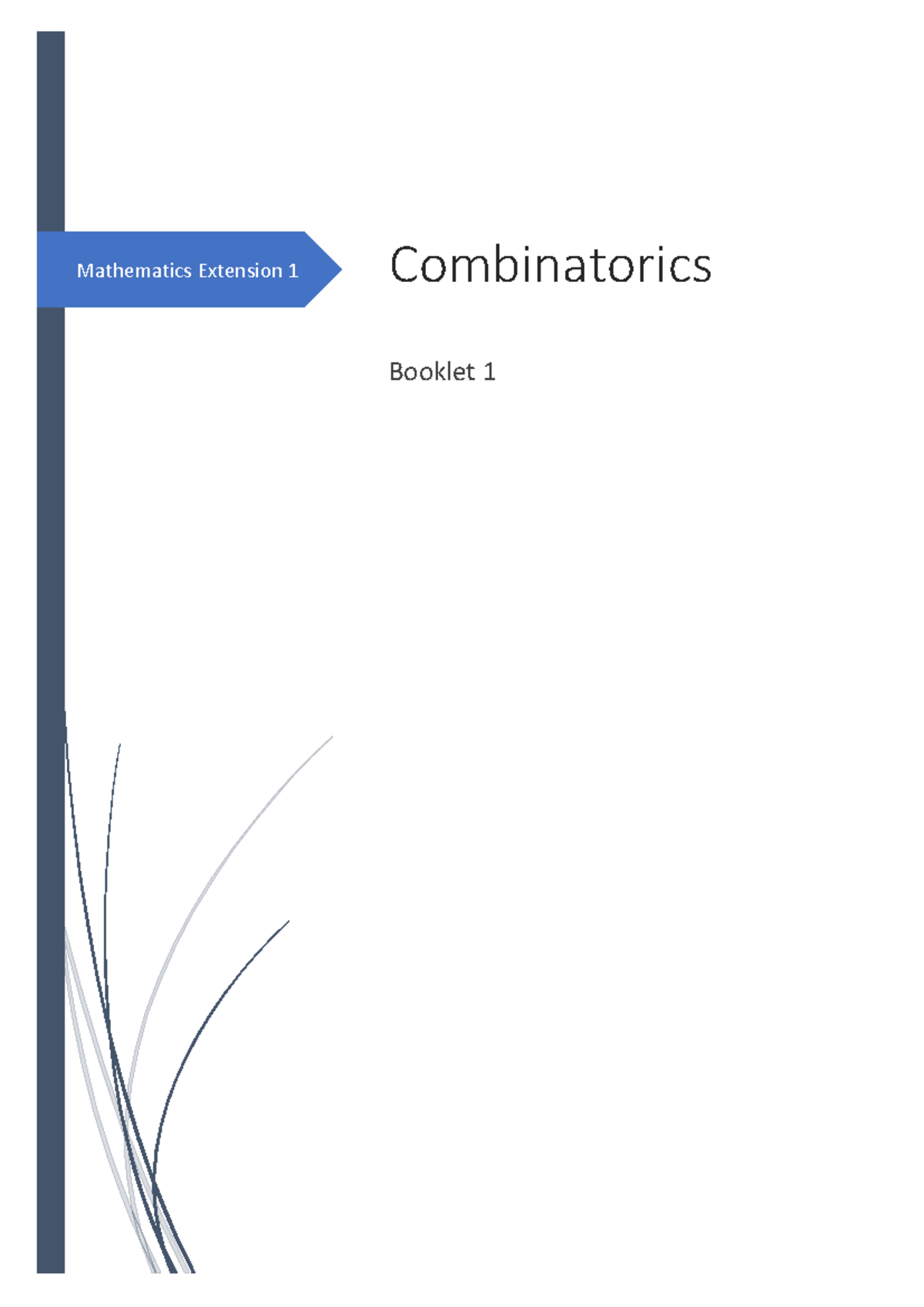 Mathematics Extension 1: Combinatorics Booklet 1 - Counting Methods ...