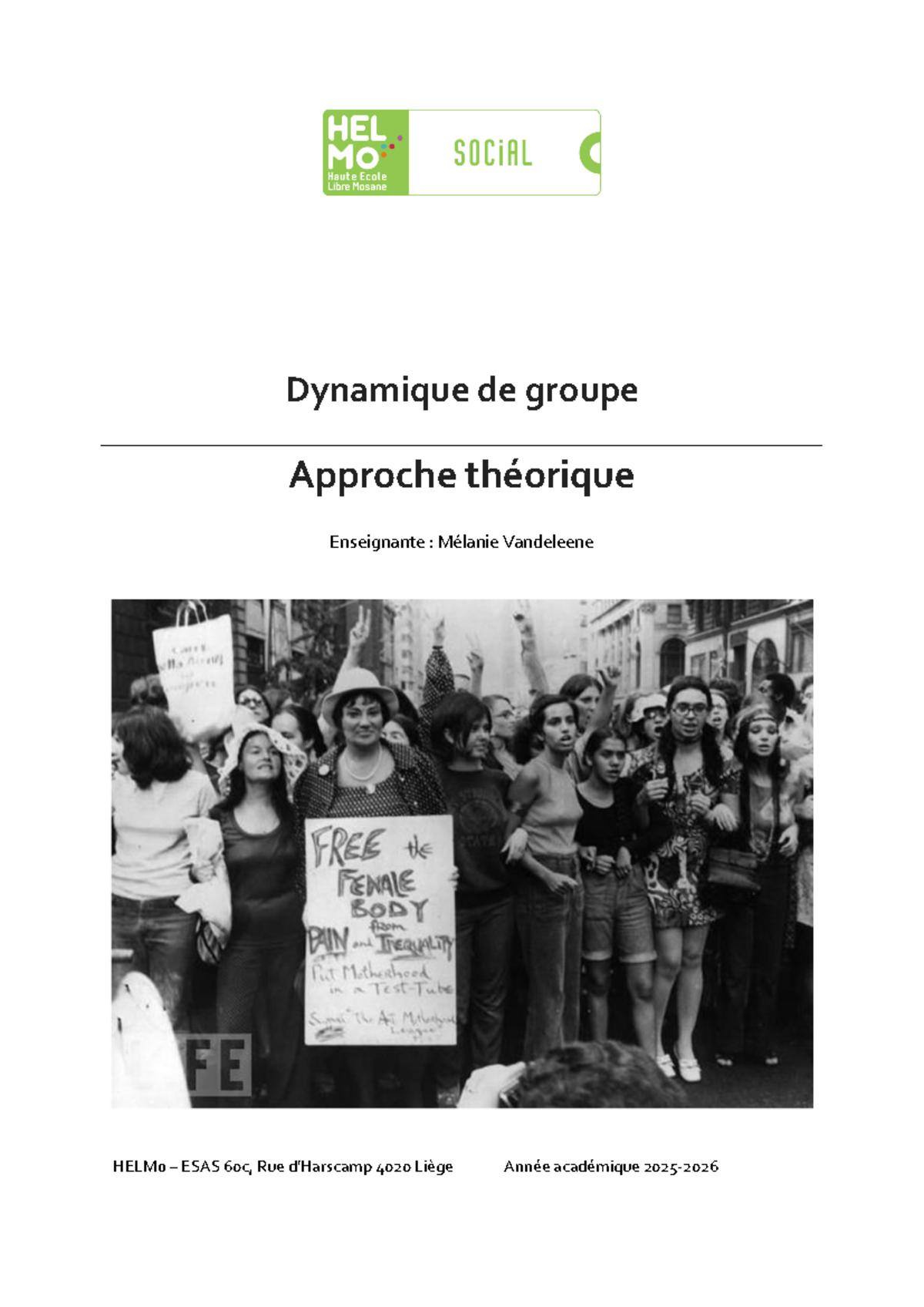 Syllabus de Dynamique de Groupe - HELMo ESAS 60c - Studocu