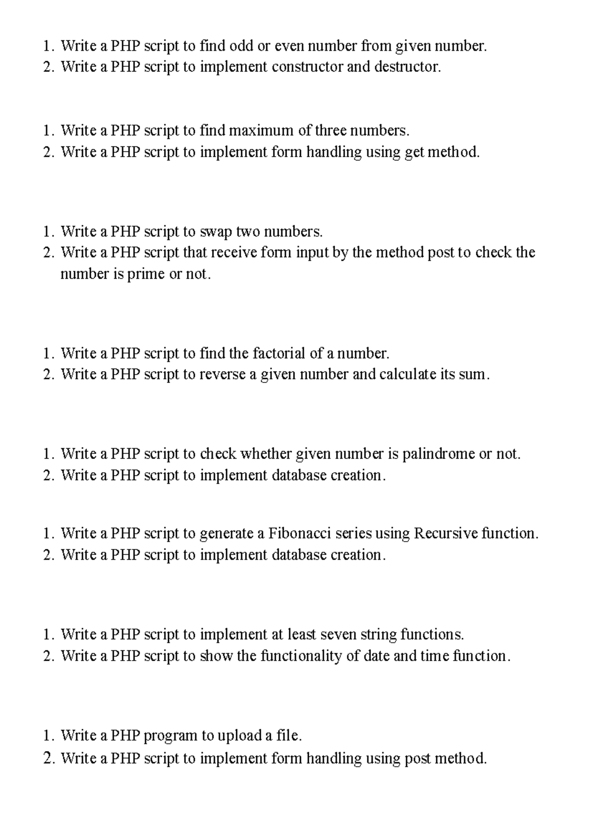 PHP Programs - PHP & MySQL Scripts for Various Functions and Tasks - Studocu
