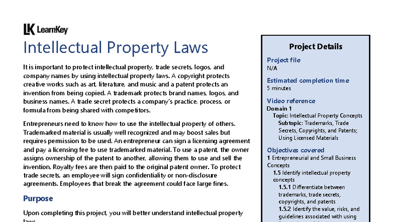 Intellectual Property Laws: Trademarks, Copyrights & Trade Secrets ...
