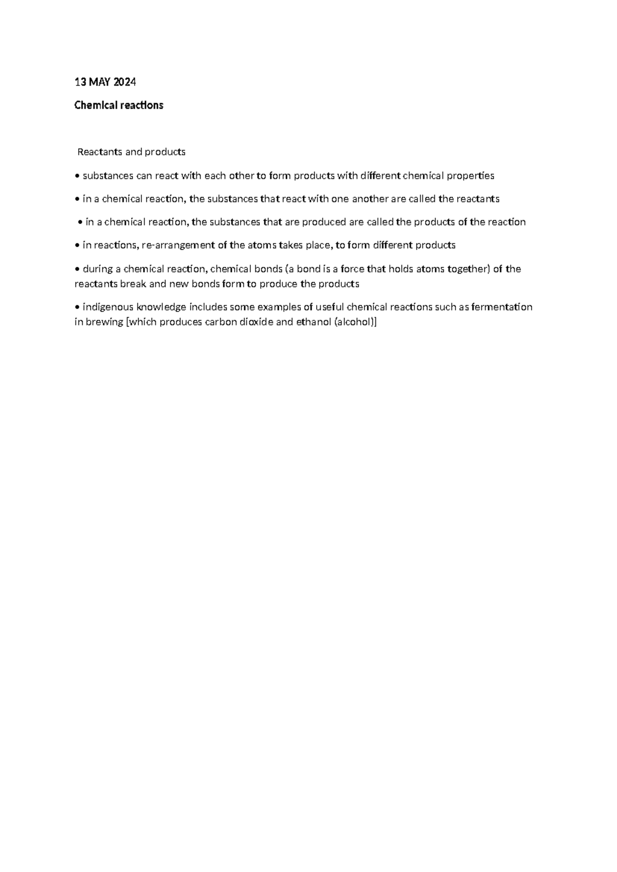 Chemical Reactions: Grade 8 Overview and Key Concepts - Studocu