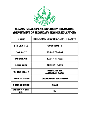 8624 - Aiou autumn 2024 question paper - ALLAMA IQBAL OPEN UNIVERSITY ...