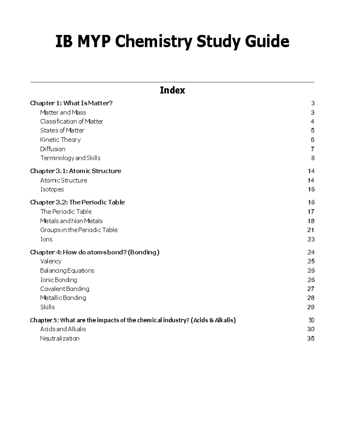 IB MYP Chemistry Revision Notes for E-assessment - Studocu