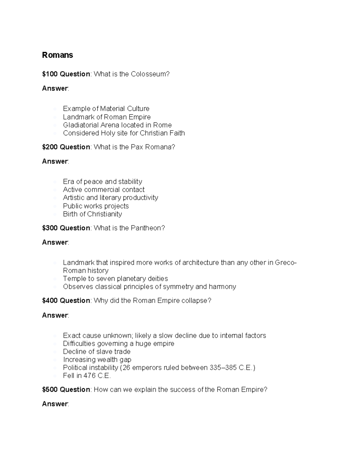 Humanities Unit 2 Notes: Key Concepts of Roman and Greek Culture - Studocu