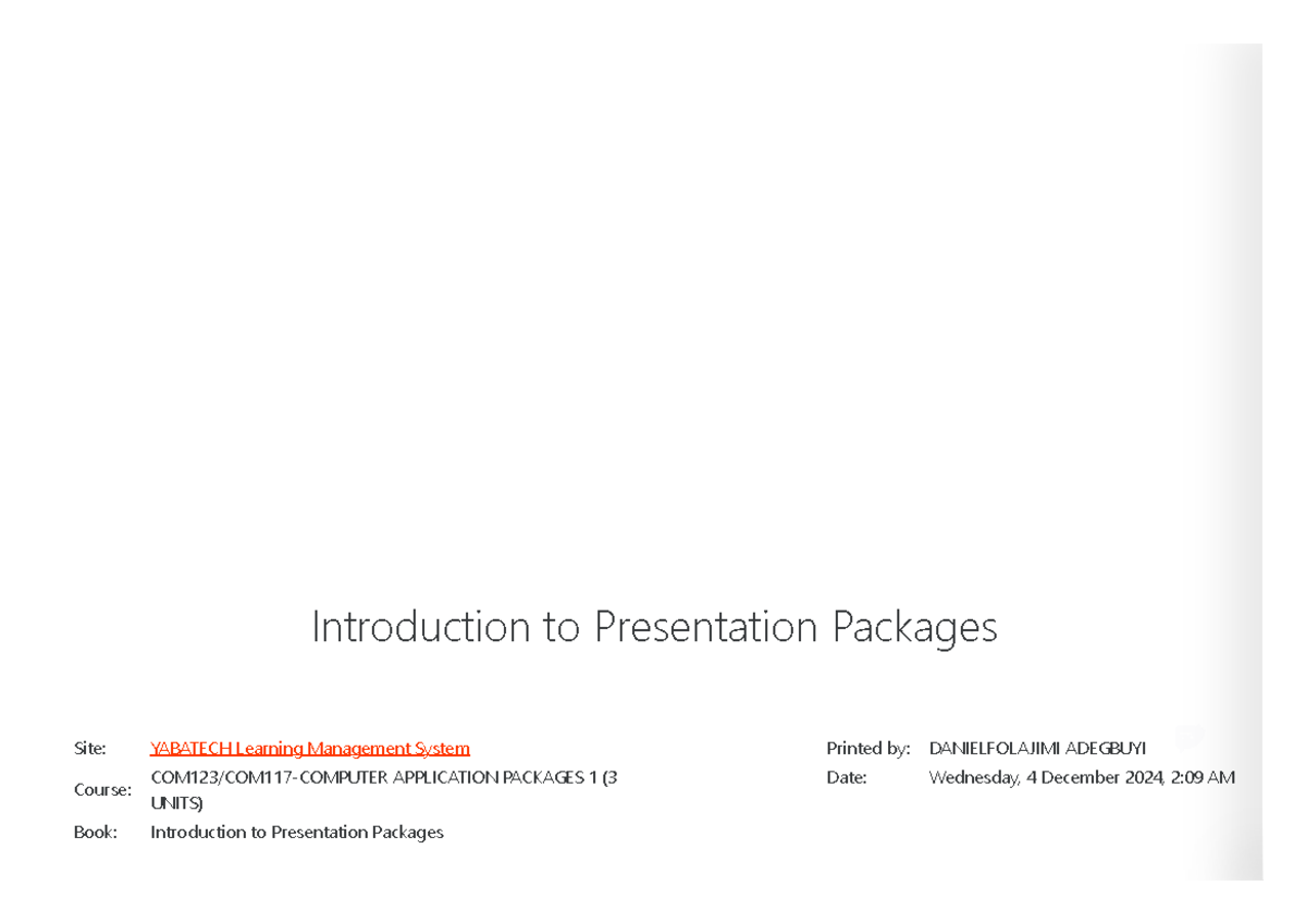 APPLICATION PACKAGES 1: Intro to Presentation Software - Studocu