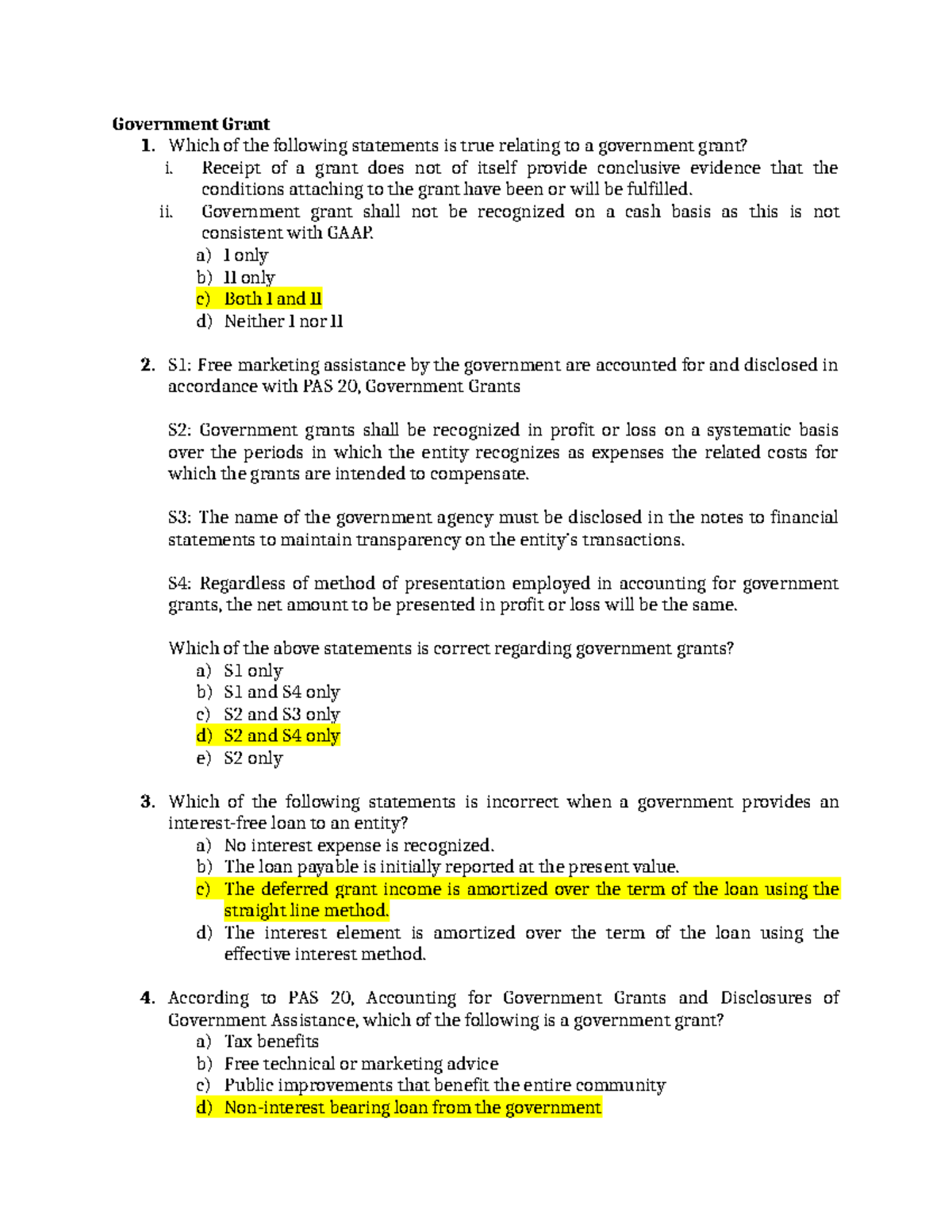 Government Grant Exam Review - Key Concepts and Questions - Studocu