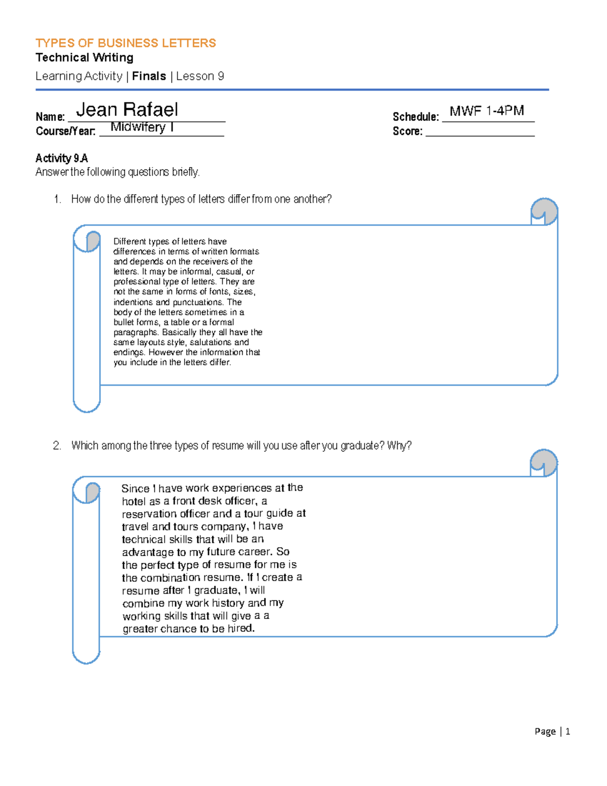 Edited – Lesson 9 - TYPES OF BUSINESS LETTERS Technical Writing ...