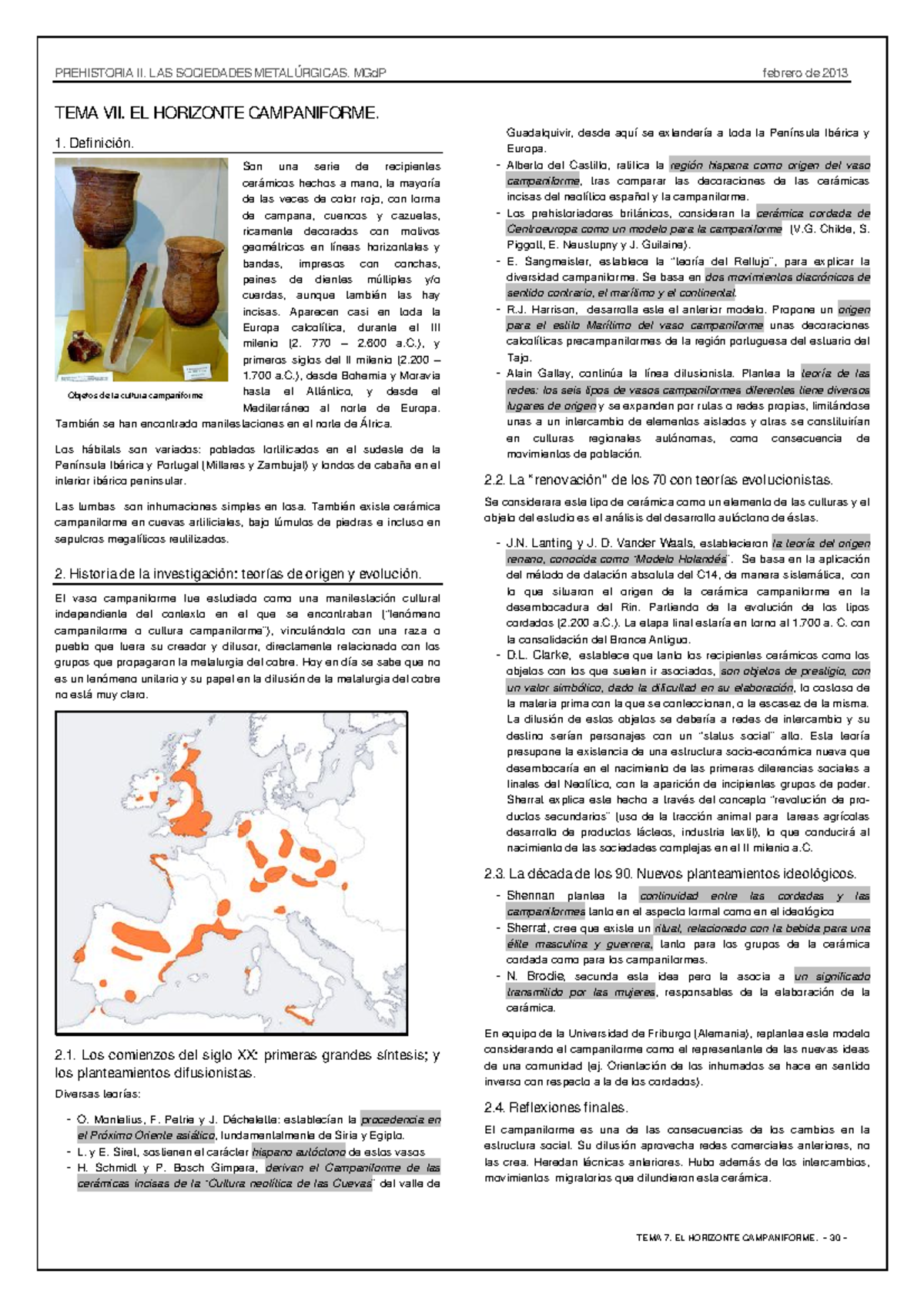 TEMA VII: El Horizonte Campaniforme - Apuntes MGdP Prehistoria II - Studocu